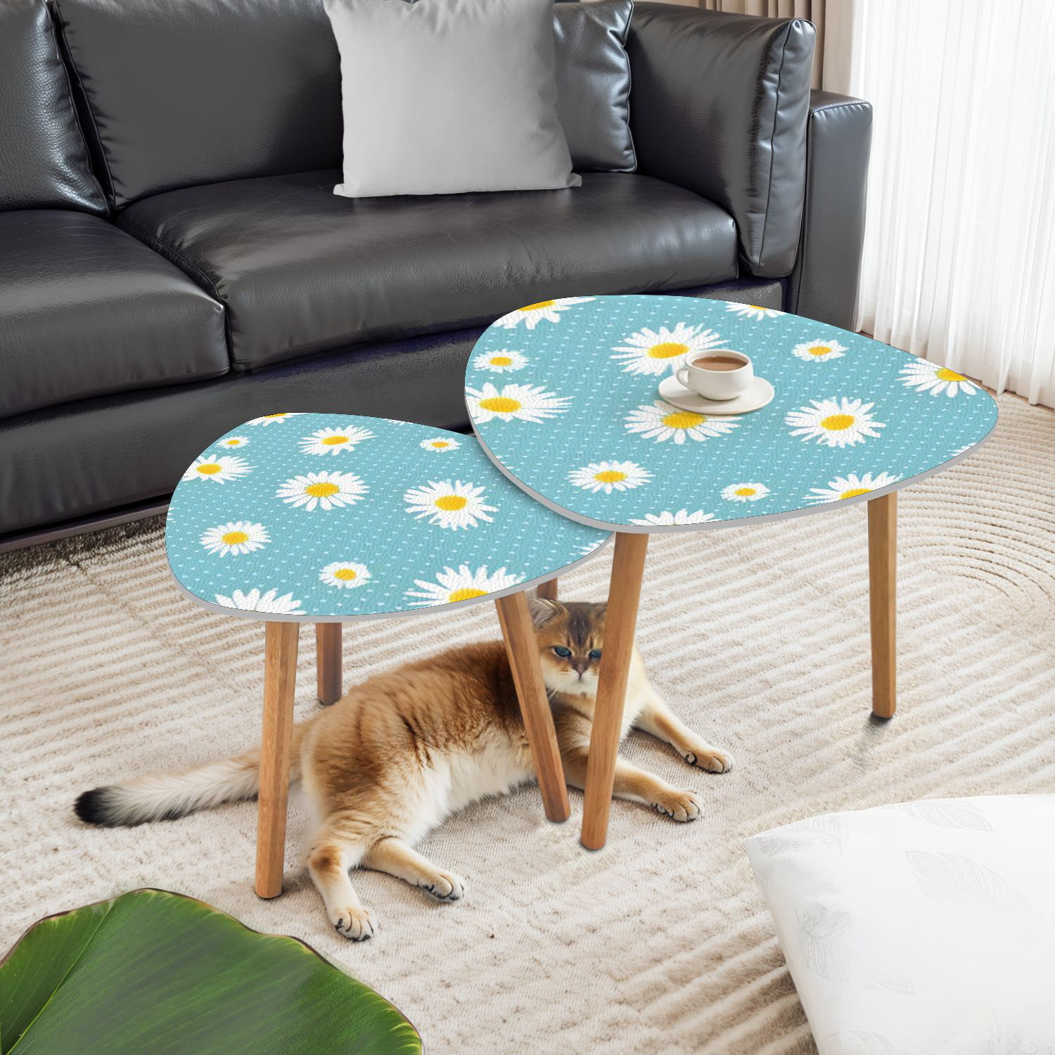 George Oliver Triangle Nesting Coffee Table Set of 2 Floral seamless ...