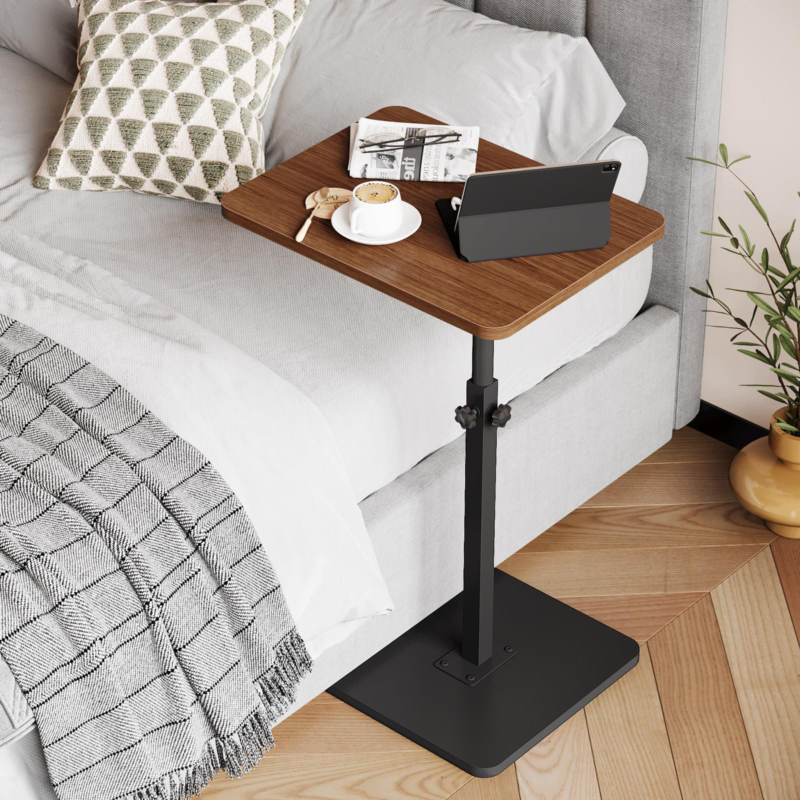 17 Stories Minimalist Height Adjustable End Table, 360° Rotatable Sofa ...