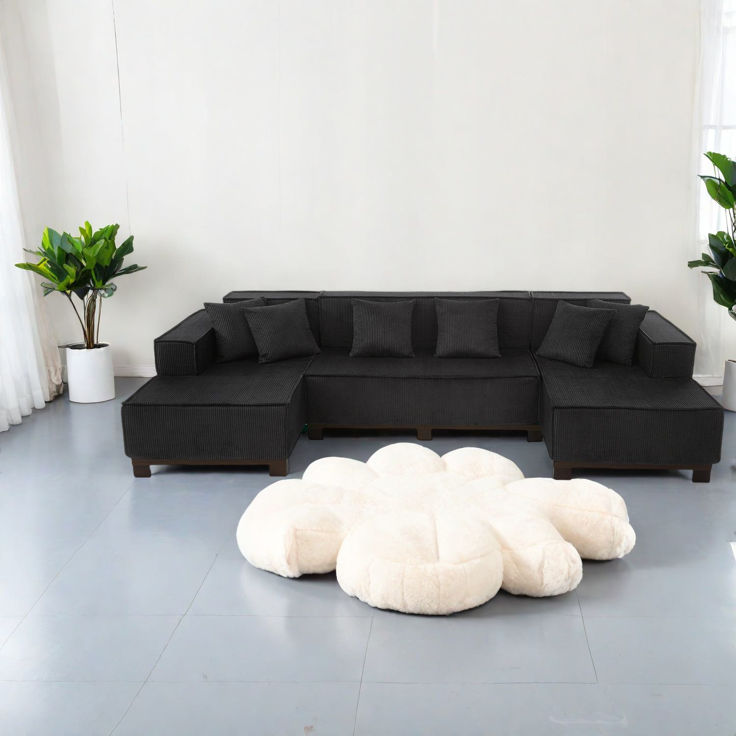 Wrought Studio Premium U-shaped Sectionals, Corduroy Upholstery, Modern ...
