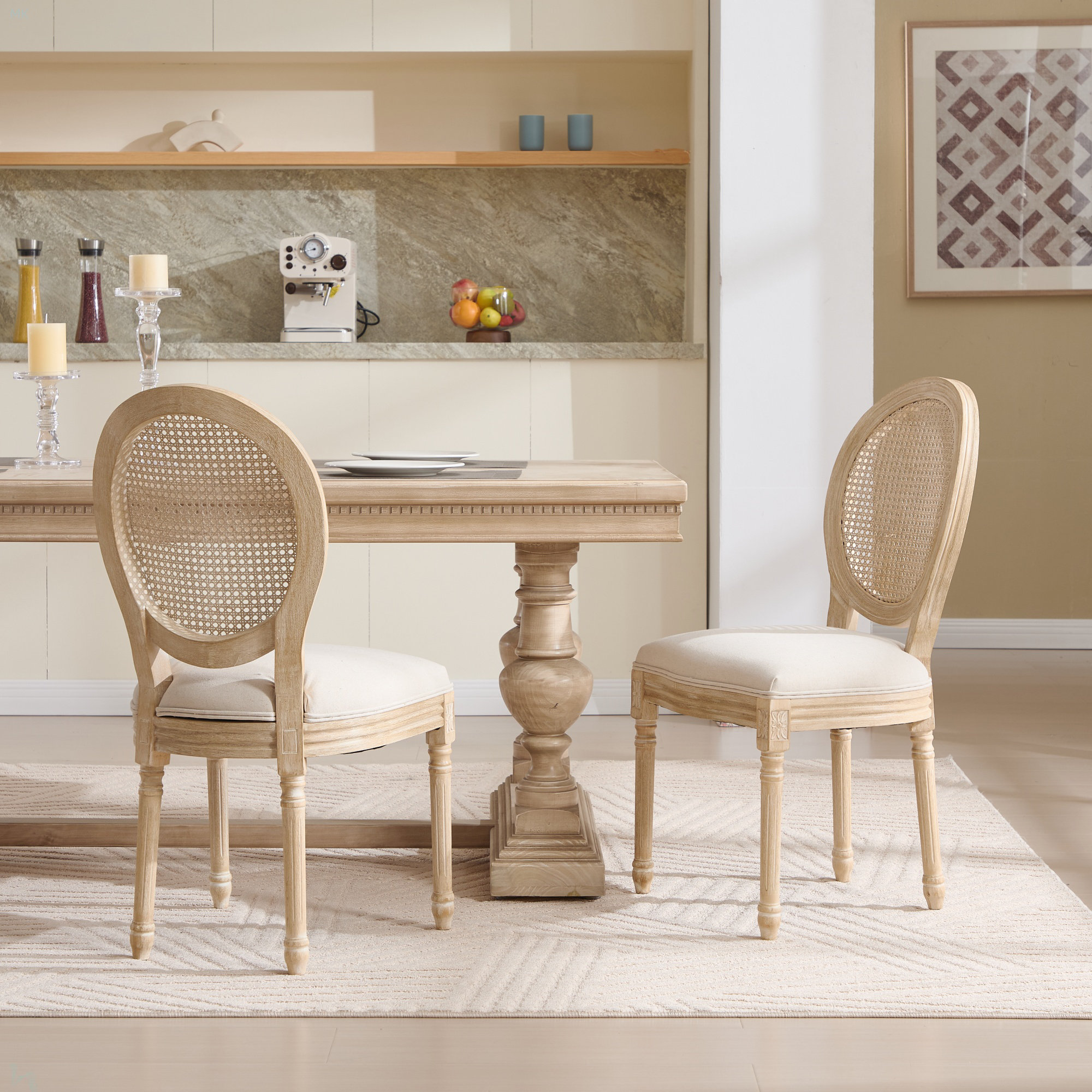 Corrigan Studio® French Country Dining Chairs Set Of 2, Upholstered ...