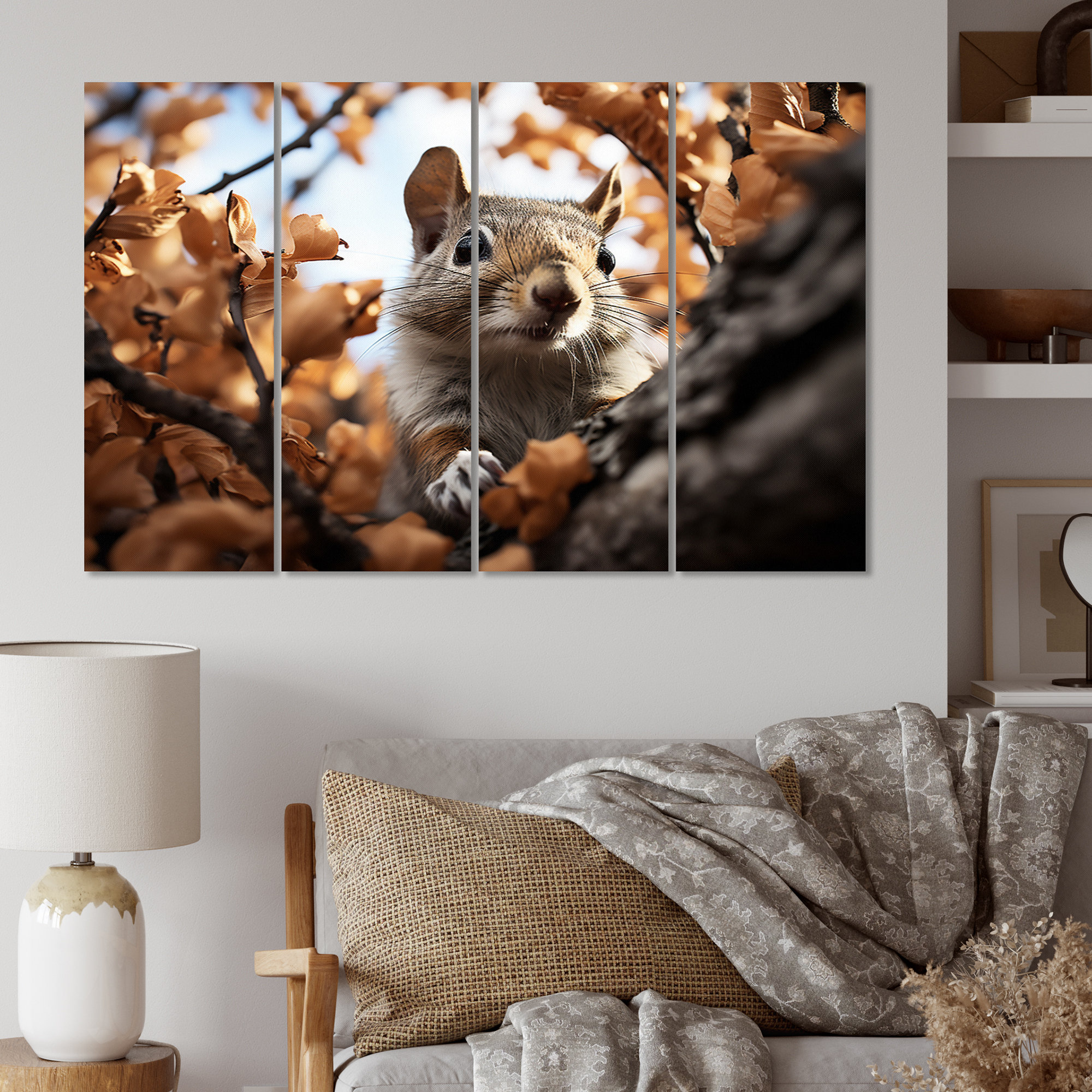 Ebern Designs Gray Squirrel Squirrels Antics 4 Pieces | Wayfair