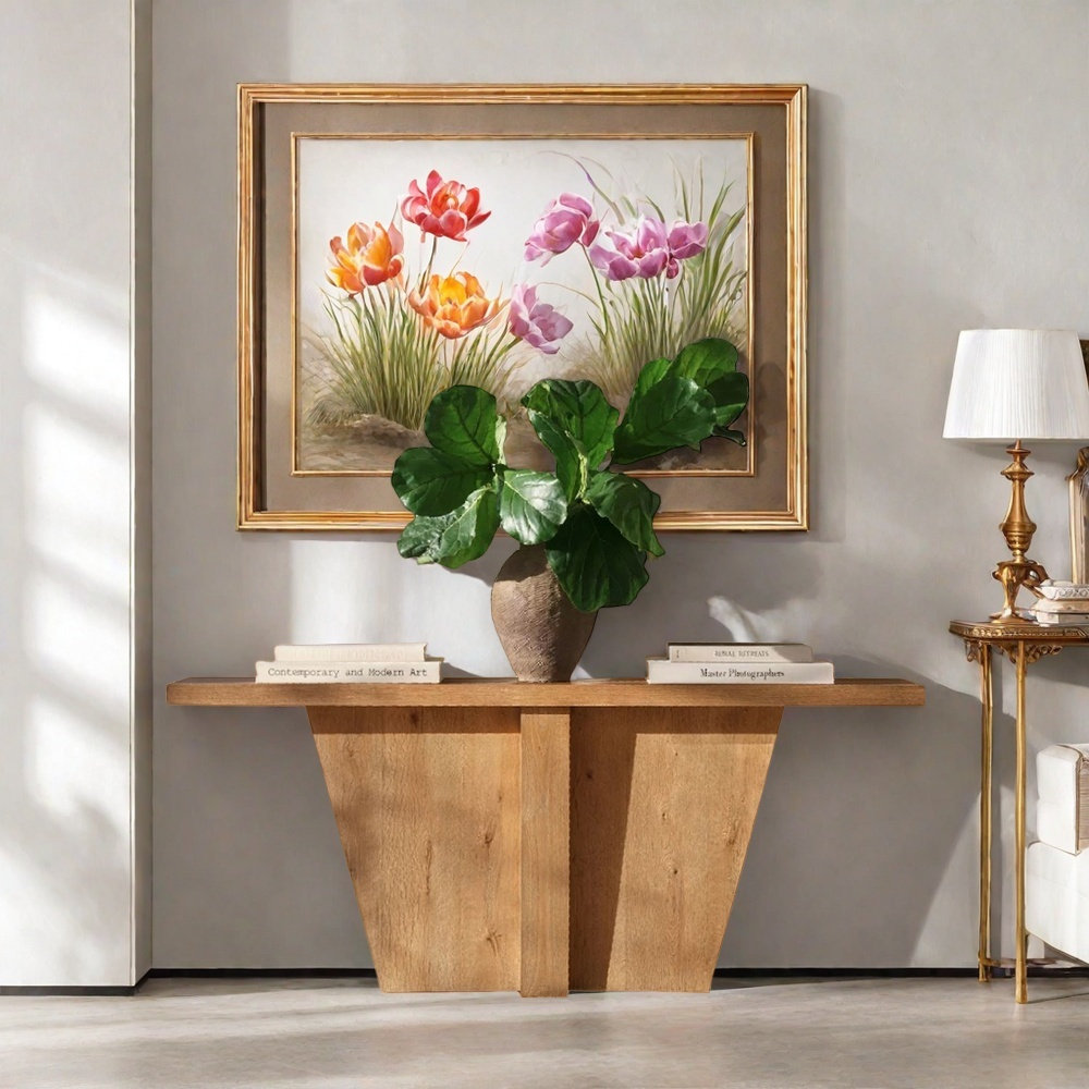Wu's StylishVault Solid Oak Entryway Console Table | Wayfair