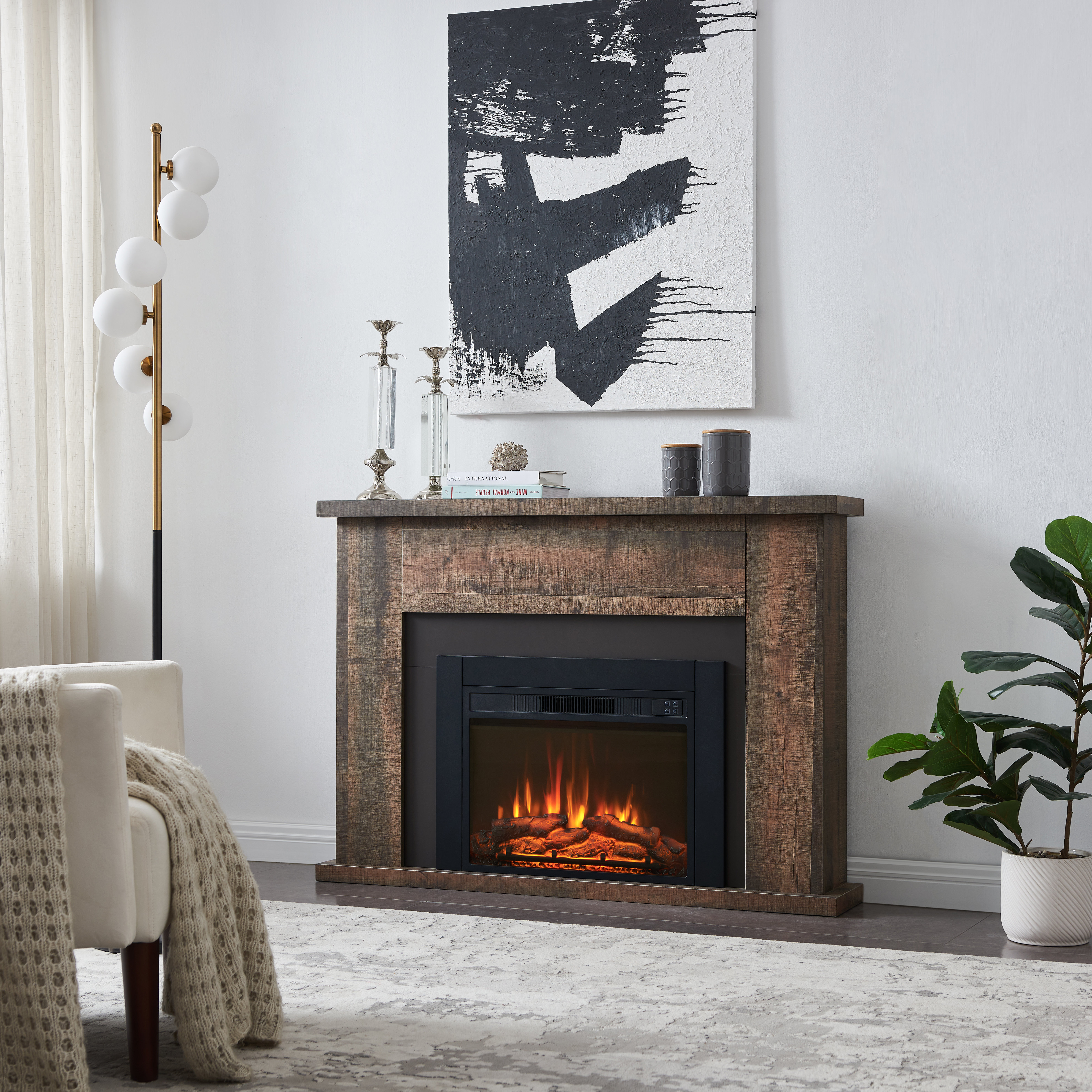 Millwood Pines Dorlean 23" W Electric Fireplace Insert with Adjustable ...