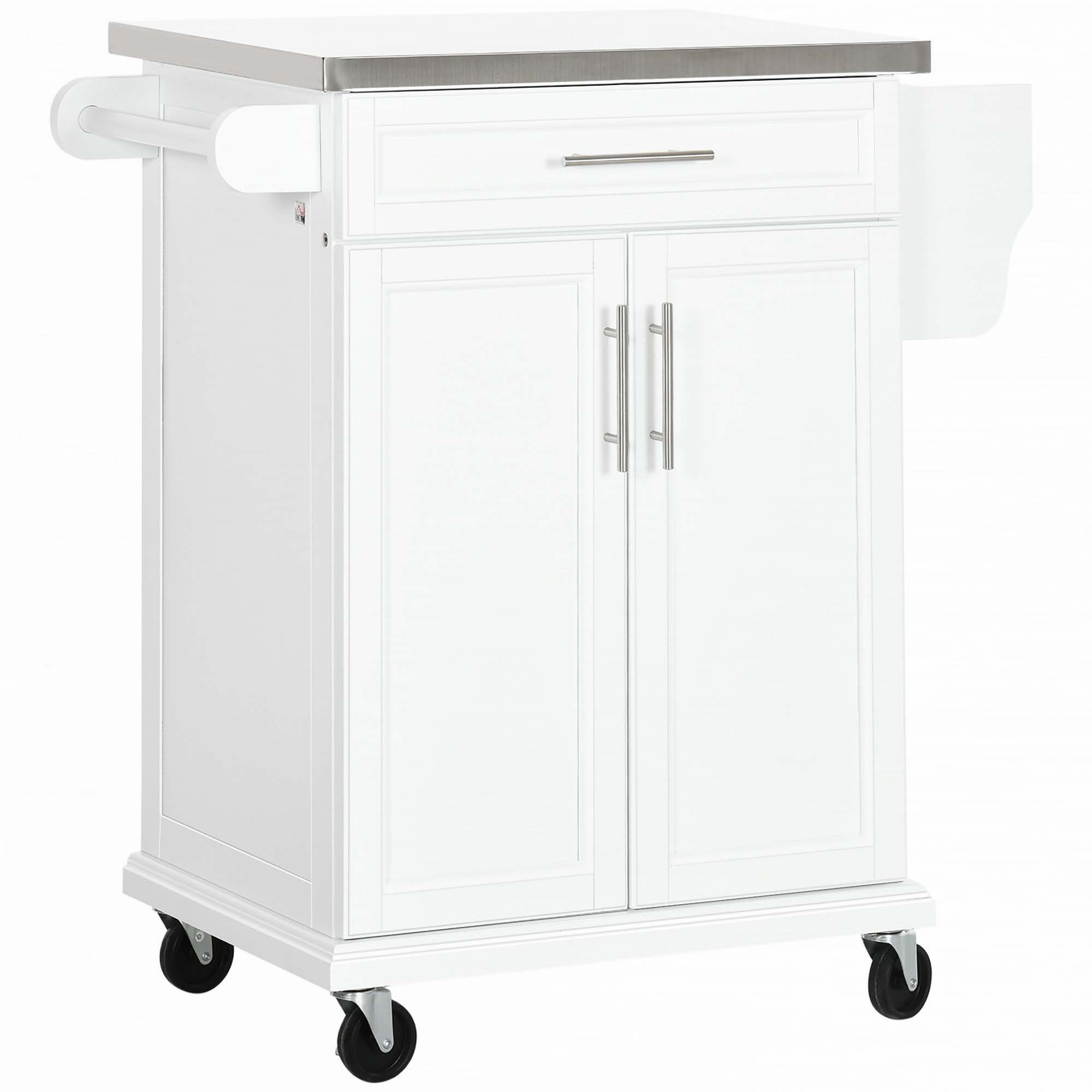 Gracie Oaks Rolling Kitchen Cart With Stainless Steel Countertop | Wayfair