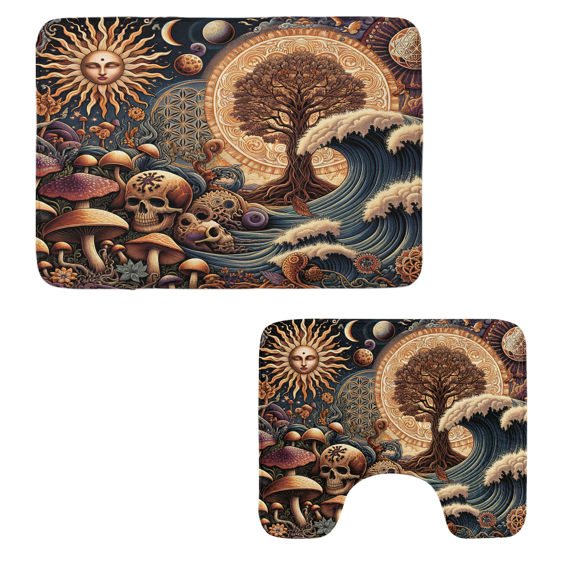 East Urban Home Earthy Boho Bathroom Rug Set 2 Pieces Rectangle ...