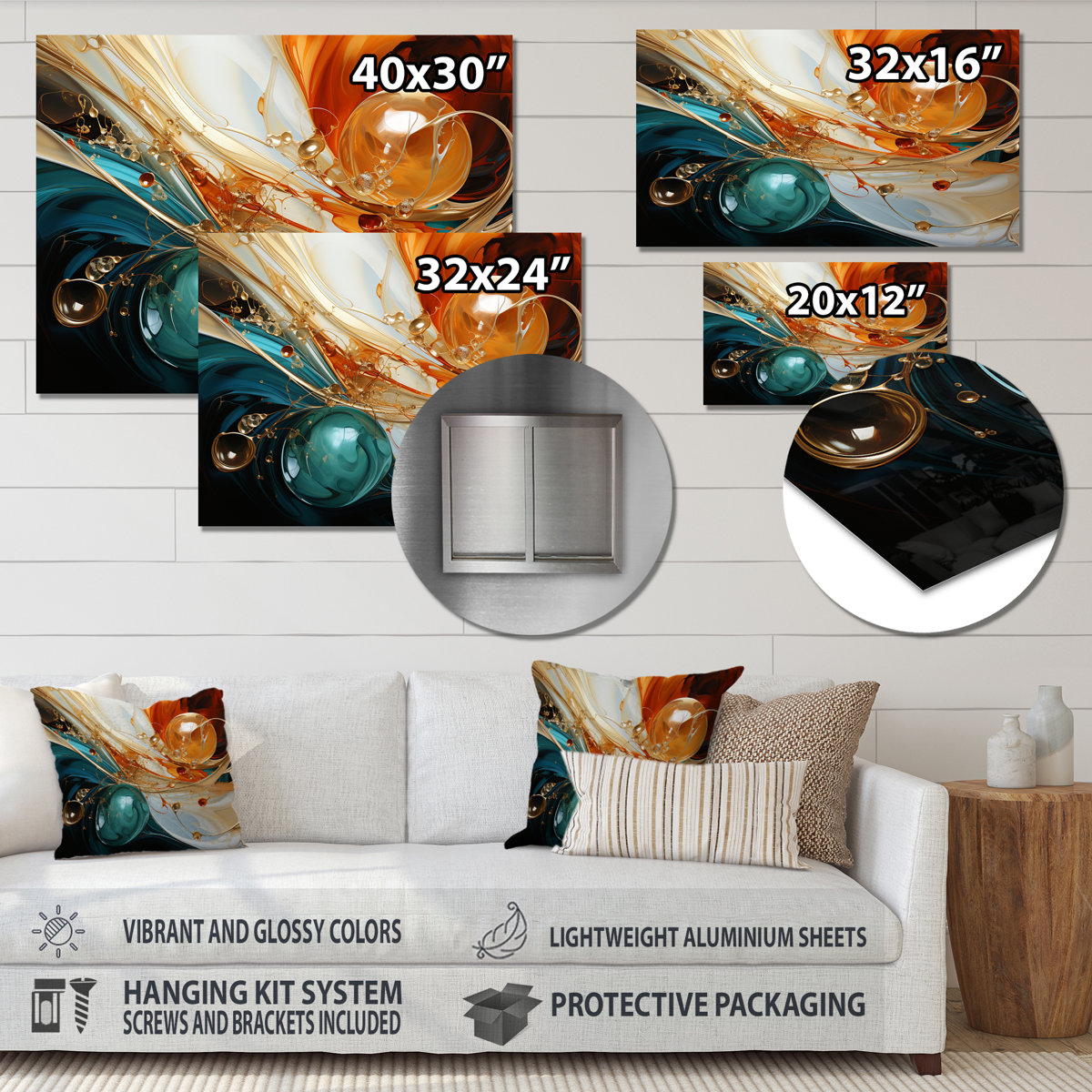 Ivy Bronx Orange And Emerald Marble Lava II - Abstract Metal Wall Art ...