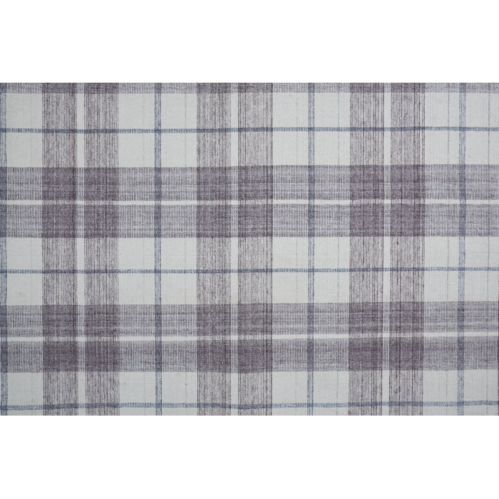 August Grove® Pender Plaid Handmade Flatweave Ivory/Gray Area Rug | Wayfair