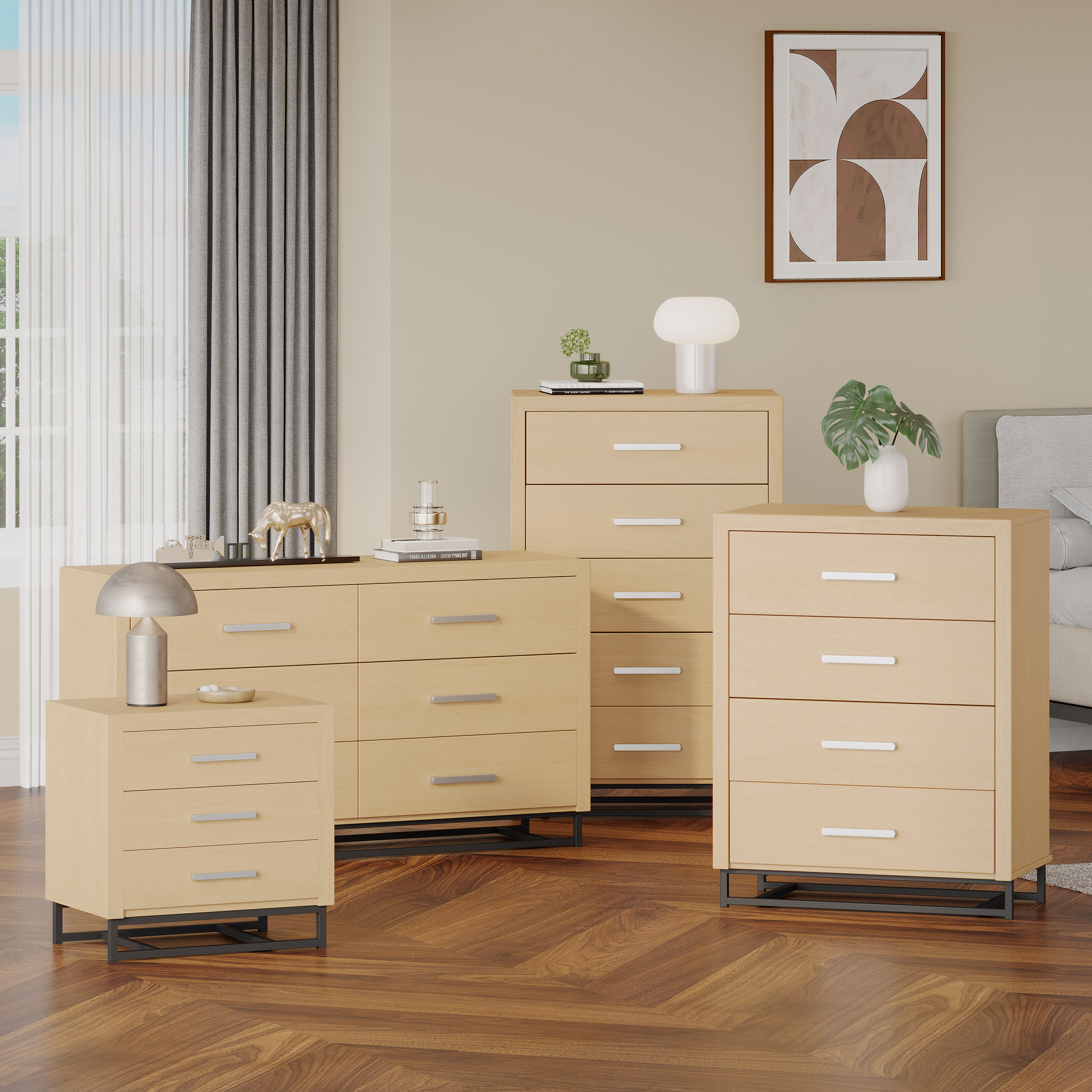 Ebern Designs Kaison Faux Wood 4 Piece Bedroom Set - Wayfair Canada