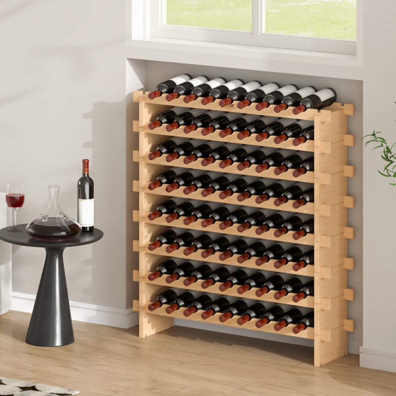 VEVOR 72 Bottle Solid Wood Floor Wine Bottle Rack in Wood | Wayfair