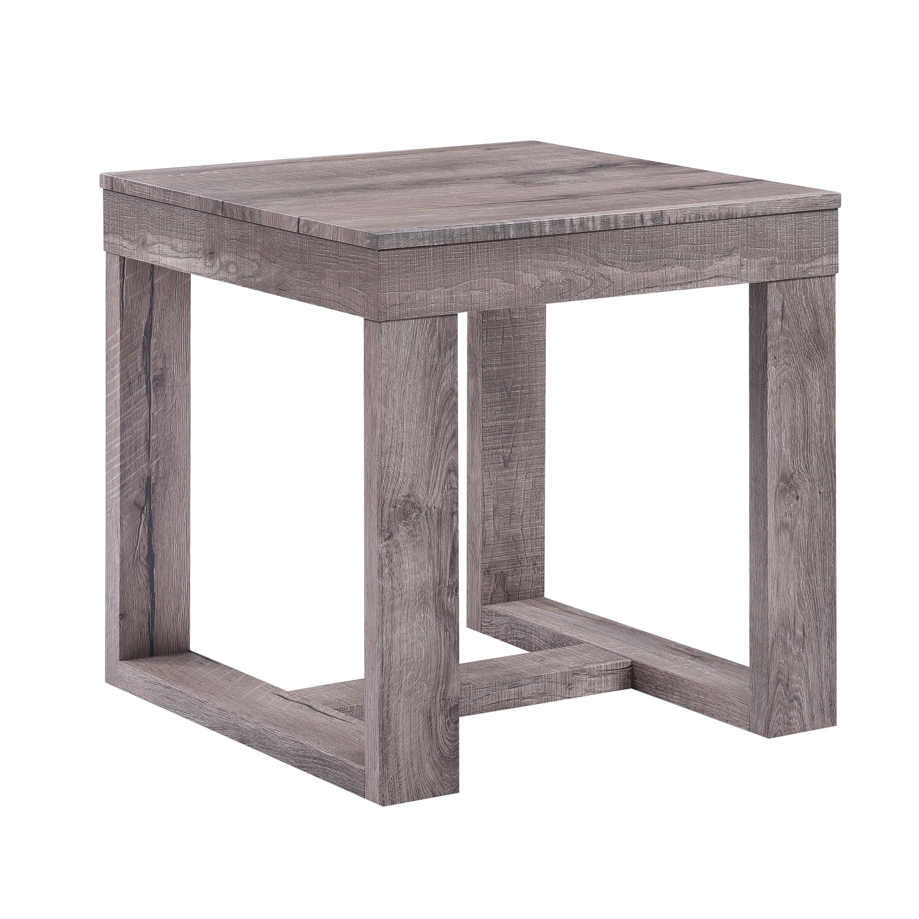 Gracie Oaks 1pc Contemporary End Table Rustic Brown Gray Tan Finish ...