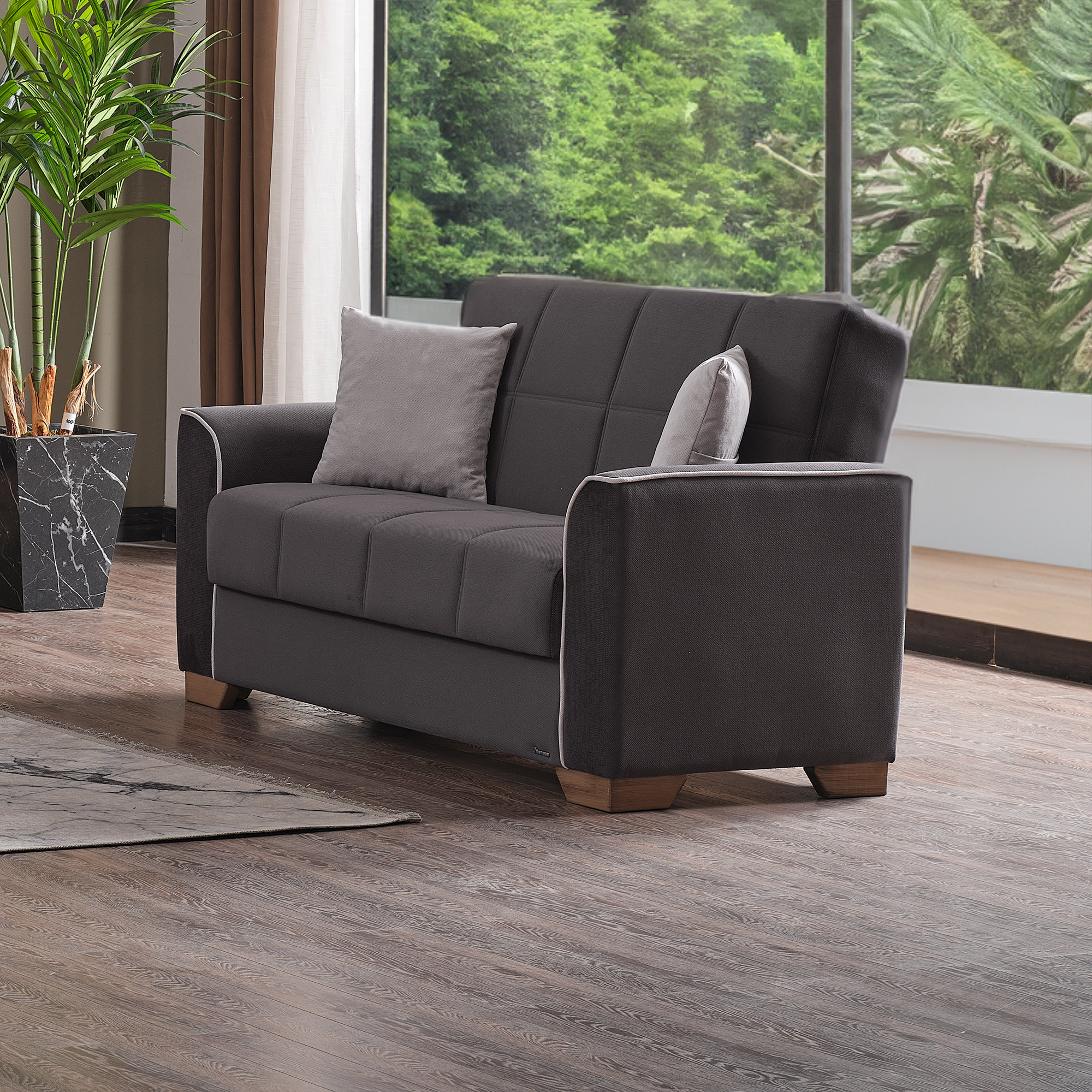 Winston Porter PrimeNest Leora Collection Convertible Loveseat with ...