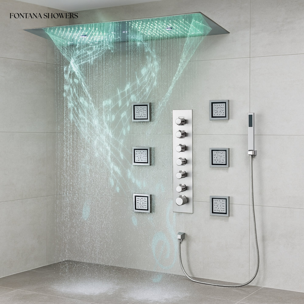 FontanaShowers Thermostatic LED Touch Panel Shower System in Chrome ...