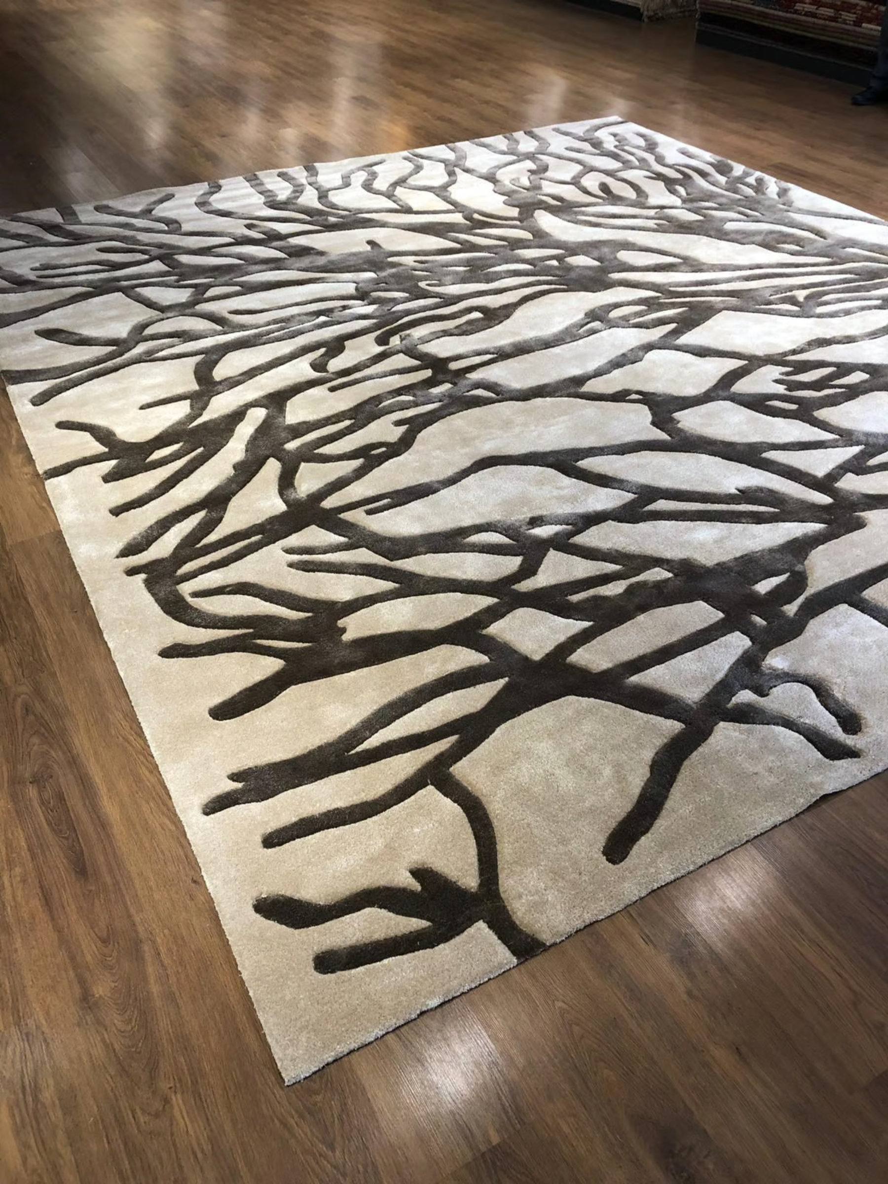 Rugpera Special Design Tufting White Anthracite Color Carpet Striped ...