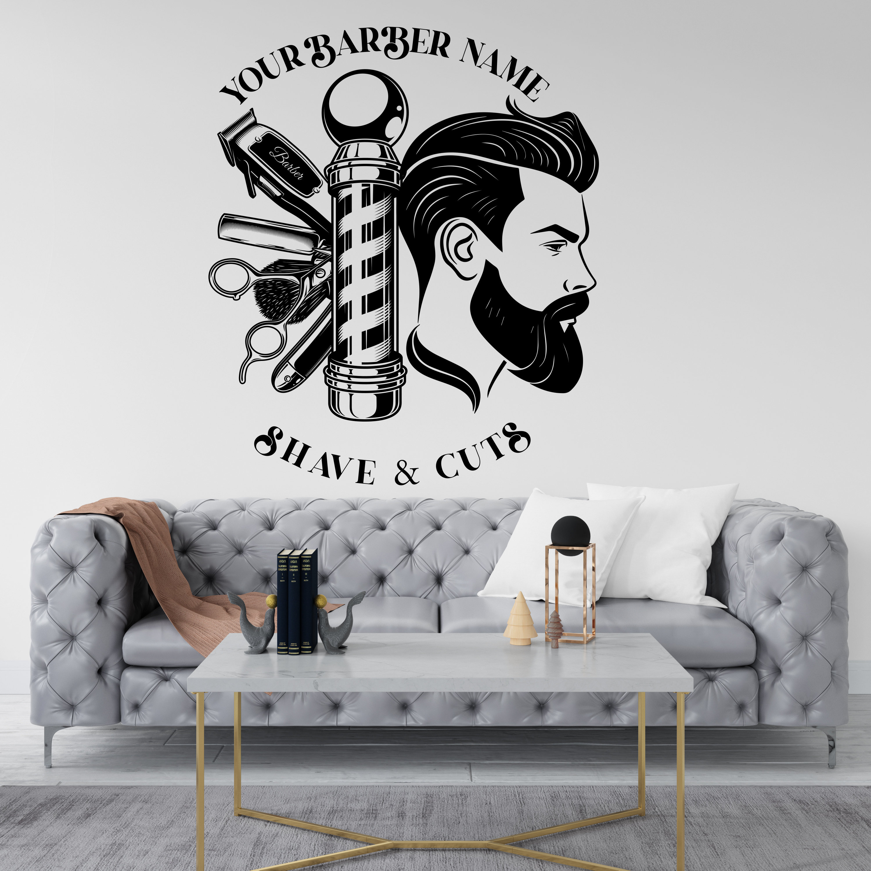Winston Porter Barber Wall Decal, Barber Wall Decal, Barbershop Wall ...