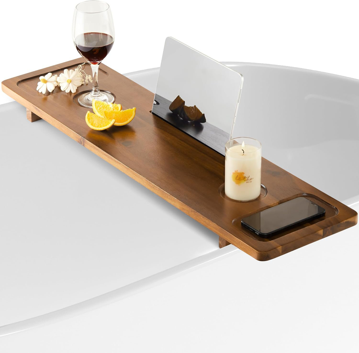 Latitude Run® Premium Bathtub Tray Caddy, Solid Acacia Wood Bath Tray ...