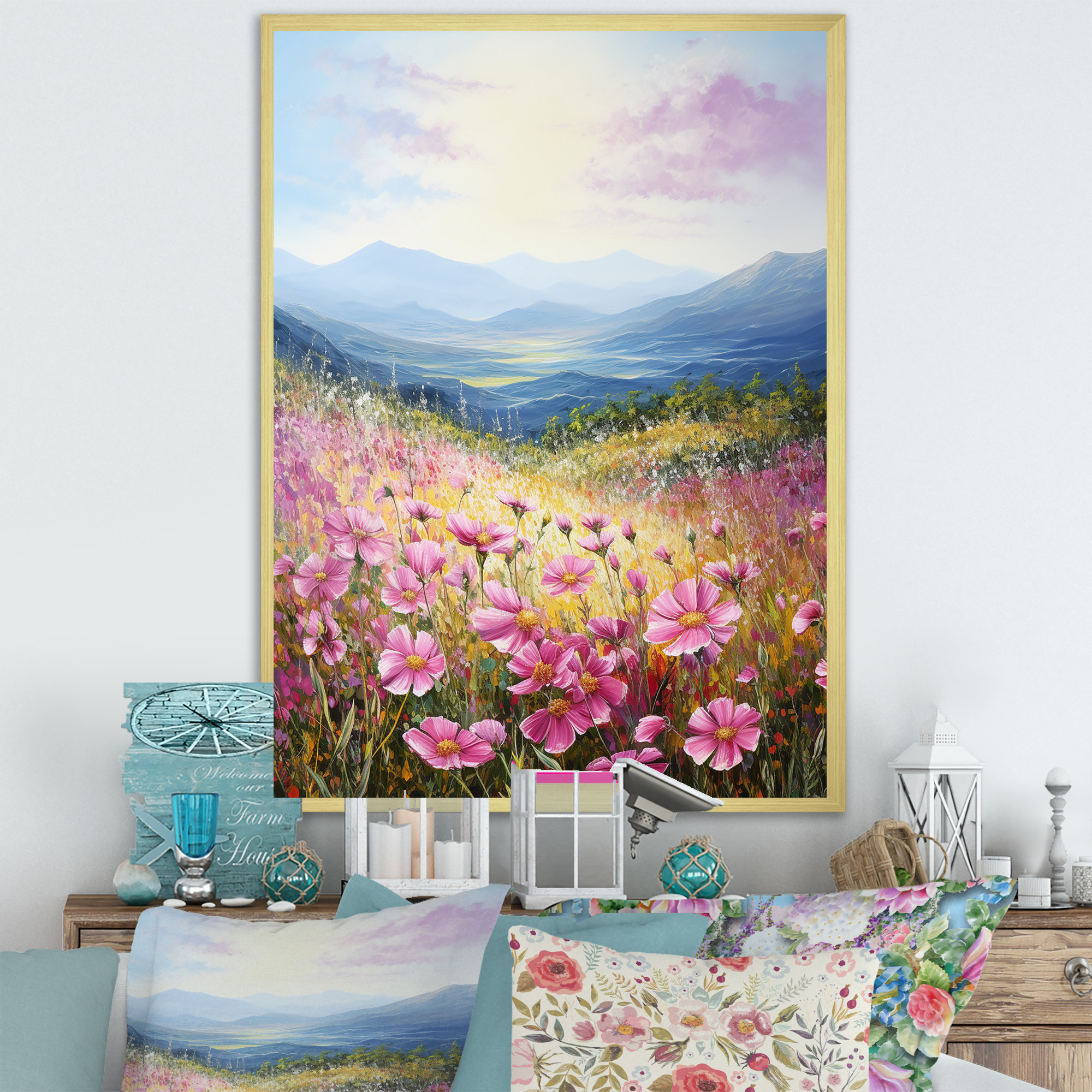 Millwood Pines Pink And Purple Roses Hill Flower Field I - Flower Field ...