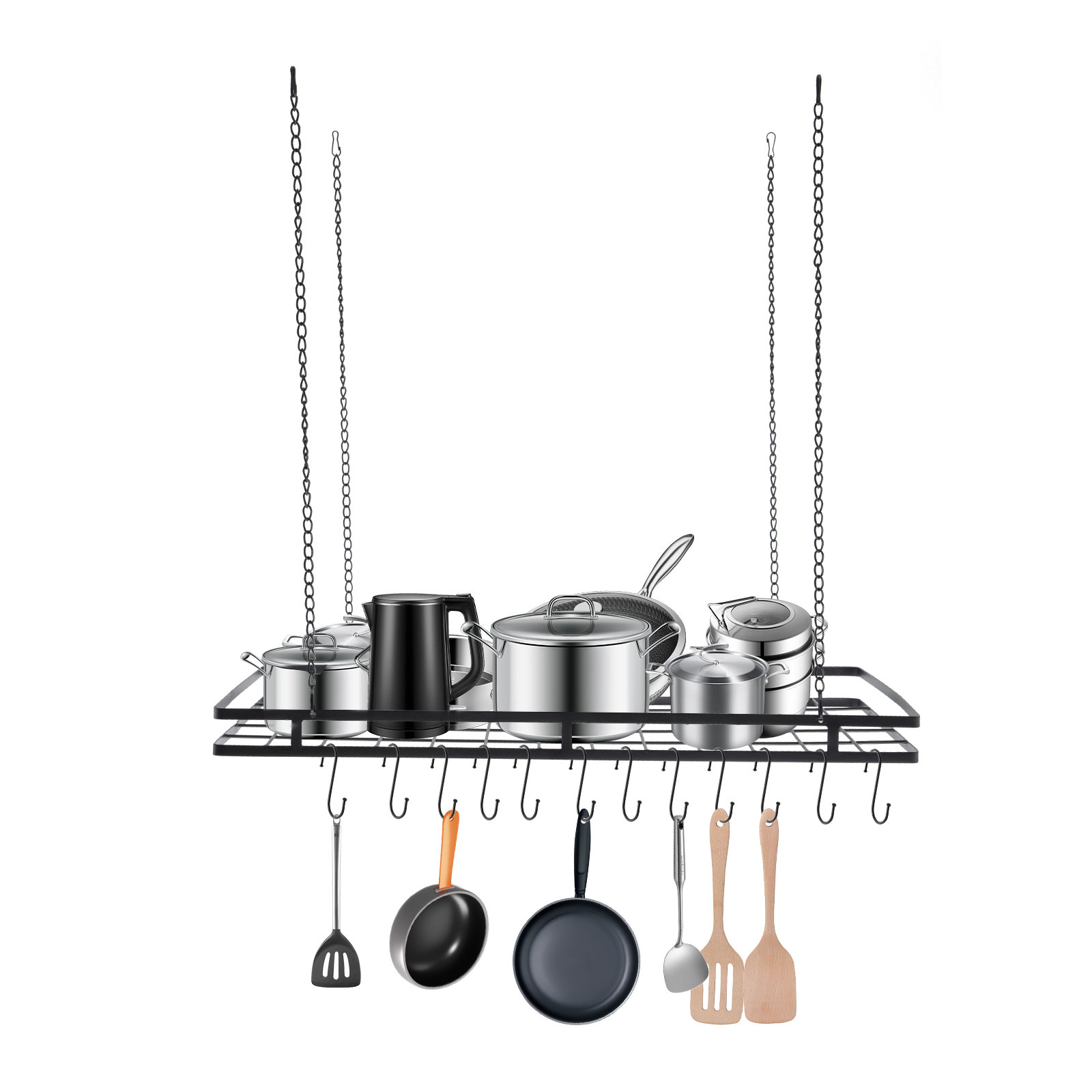 Prep & Savour Veun 31.5 Inches Ceiling Pot Rack for Kitchen with 12 ...