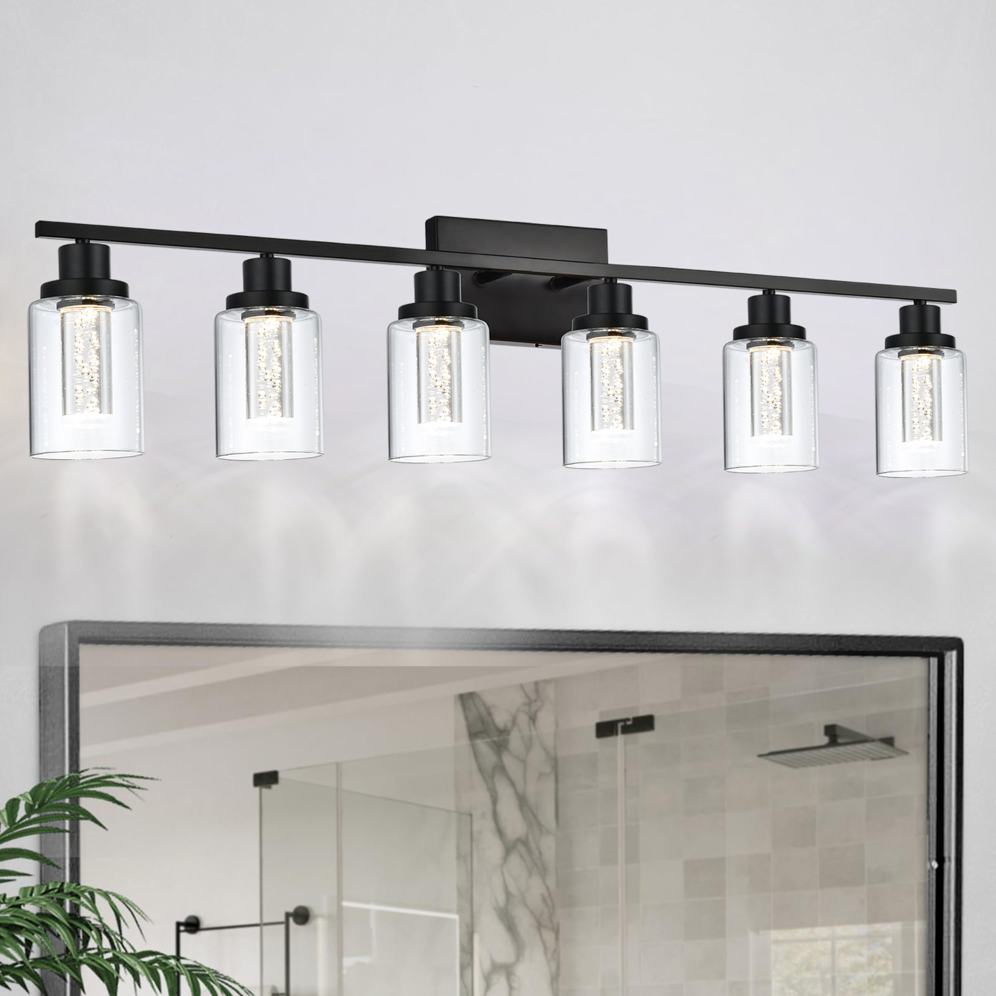 Breakwater Bay 6-Light Black Bathroom Light Fixtures, Built-In LED ...