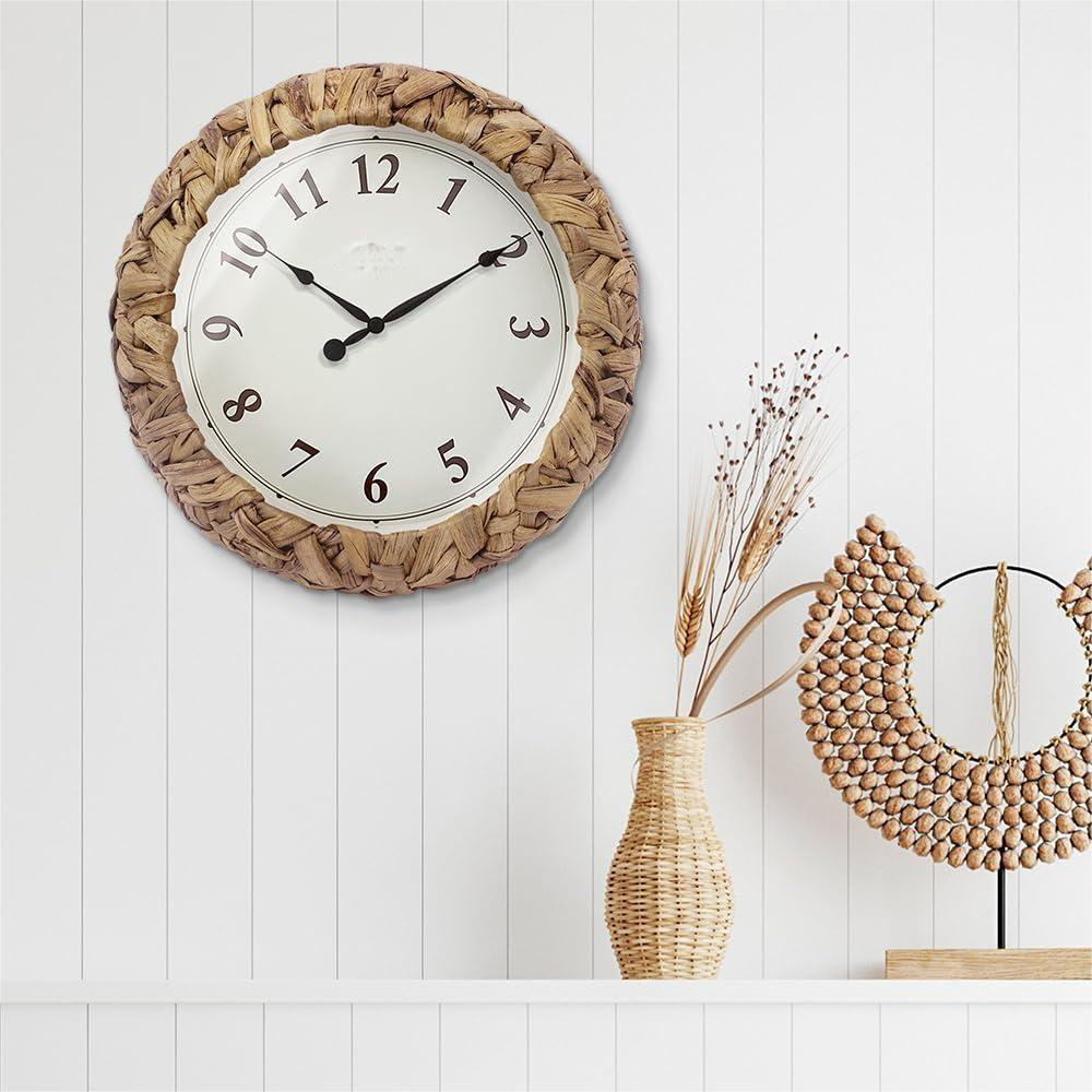 Alcott Hill Farmhouse Series, Rustic Woven Clock, 12.6 Inch, Natural ...
