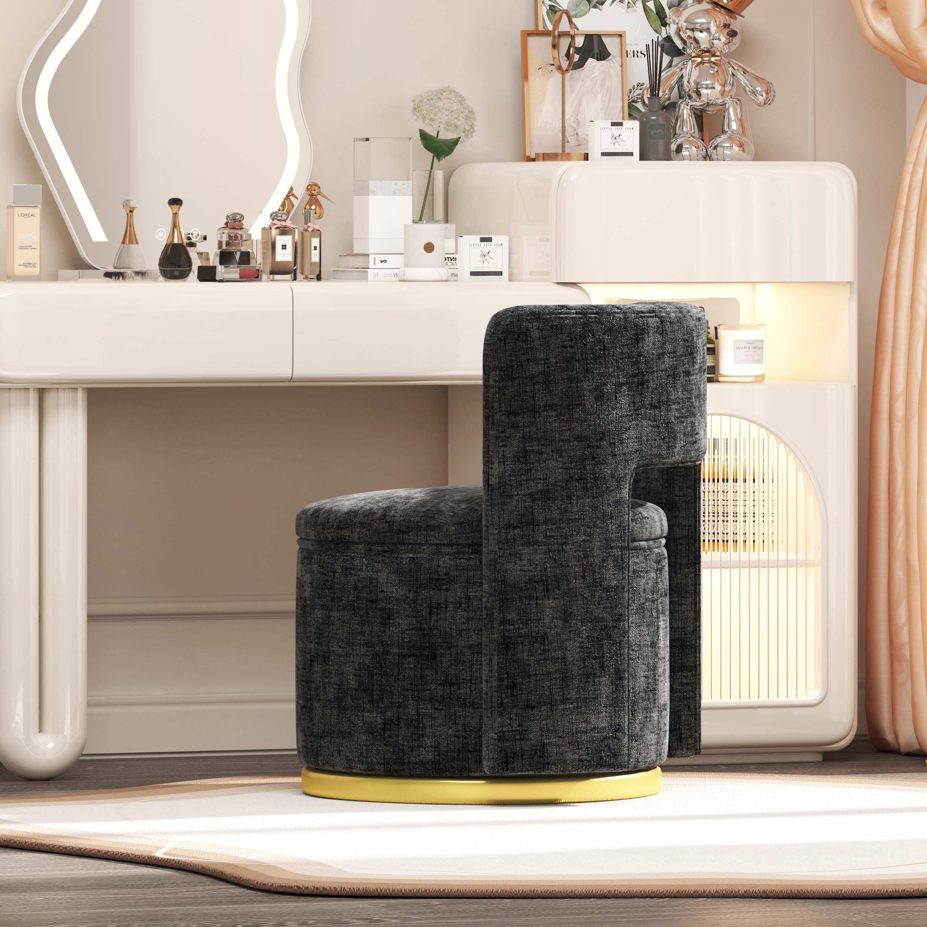 Mercer41 360° Round Swivel Chair with Storage under Seat - Wayfair Canada