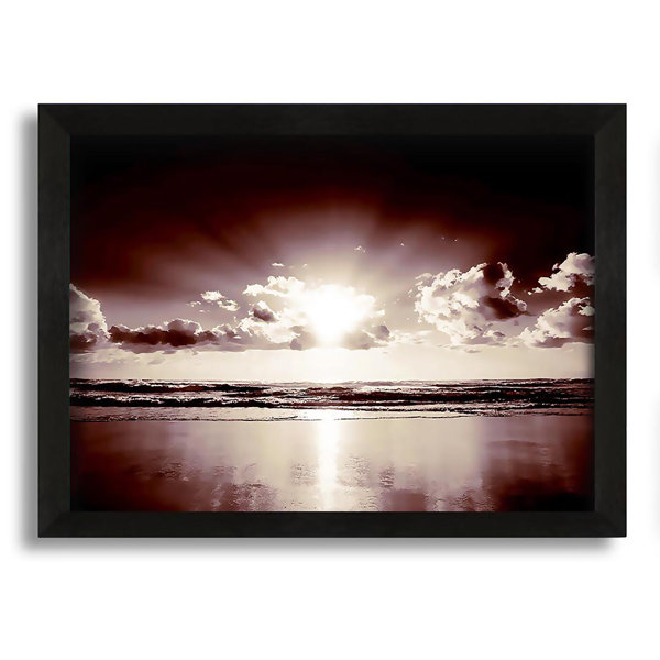 Highland Dunes Mauve Ocean Sunrise - Picture Frame Graphic Art on ...