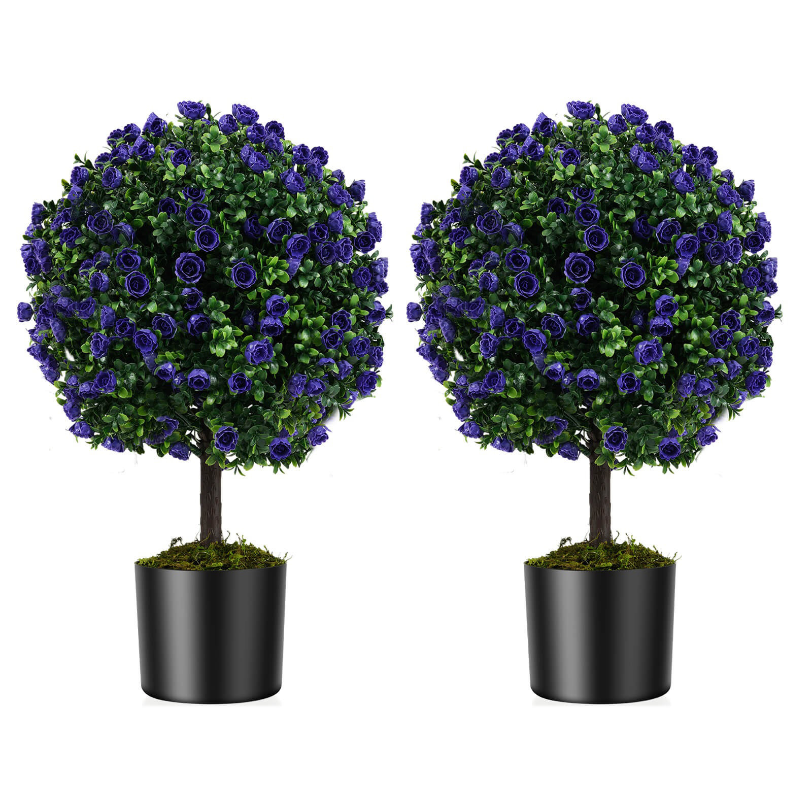Red Barrel Studio® Set Of 2 Artificial Purple Rose Topiary Ball Trees ...
