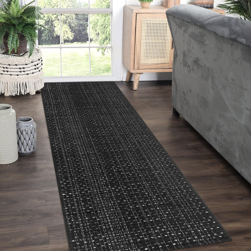 17 Stories Cotton Black Rug | Wayfair