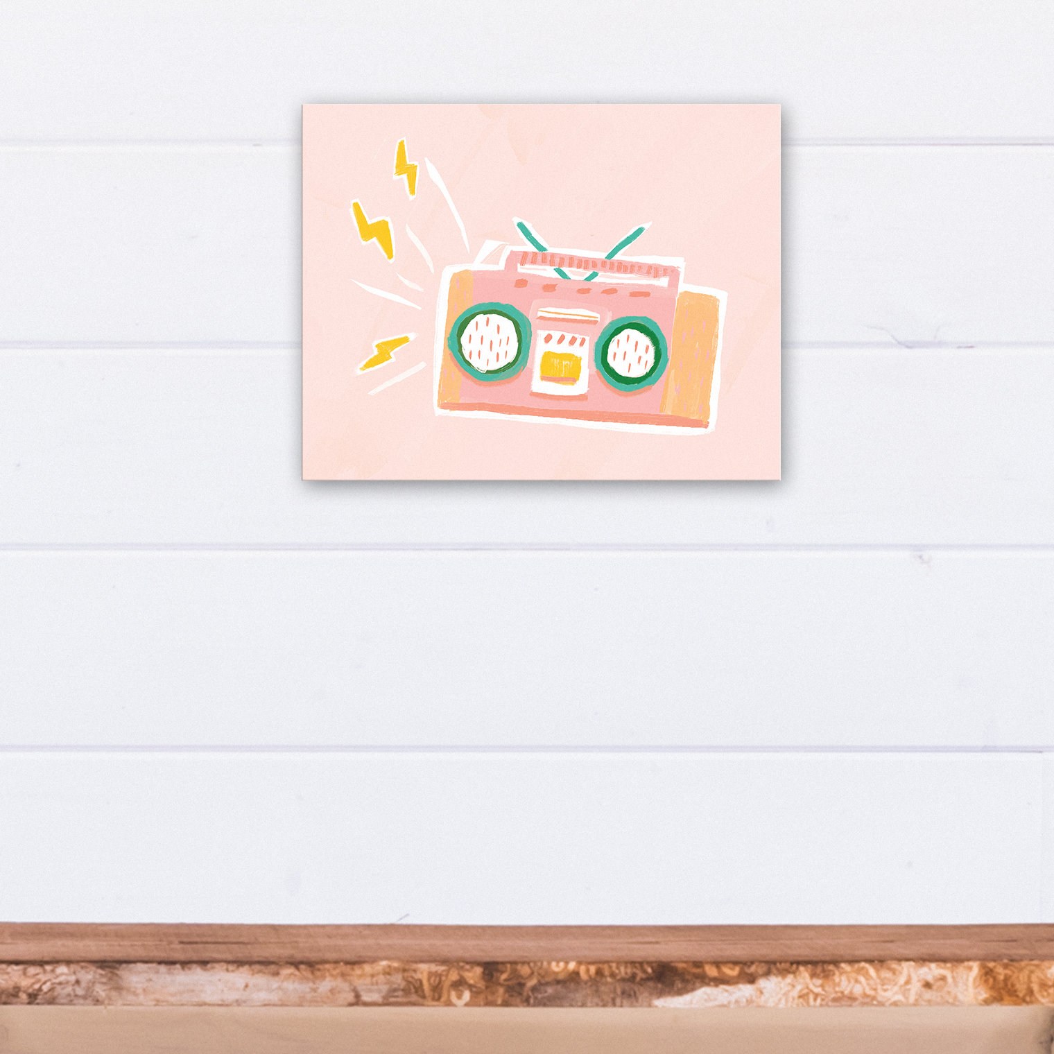 Harriet Bee Myah Blush Boombox Wrapped Canvas Art | Wayfair
