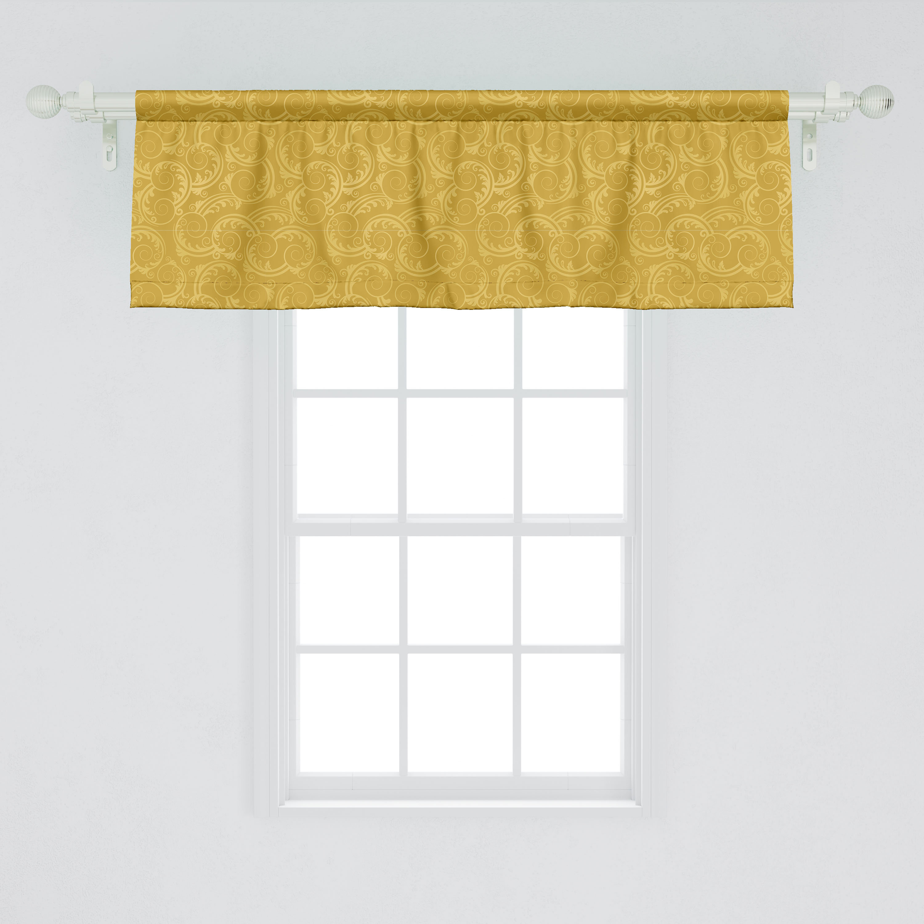 Ambesonne Yellow Damask Valance Pack of 2 Silhouette Swirls Earth ...