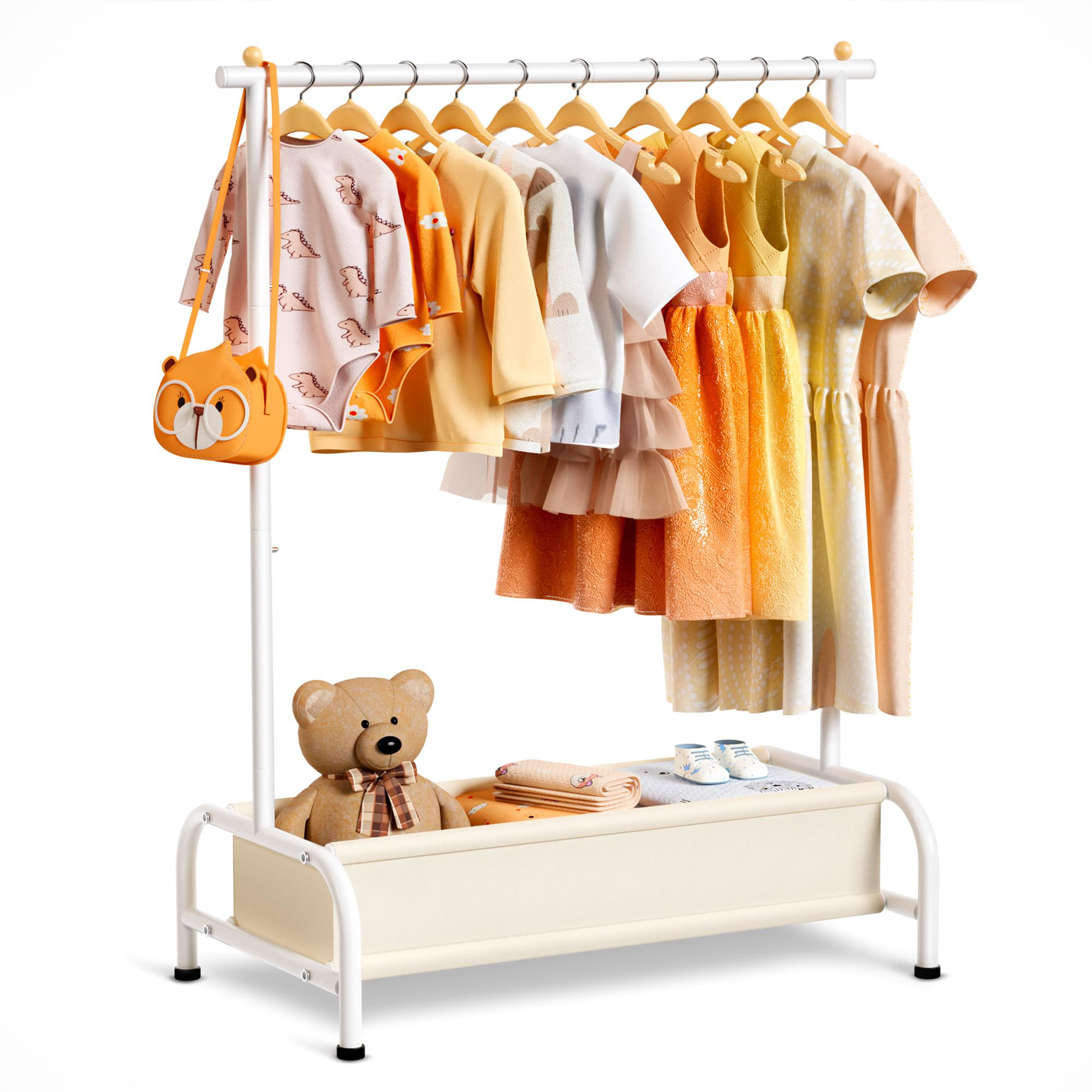 Rebrilliant Kids Clothing Rack with Basket Small Dress Up Storage Short ...