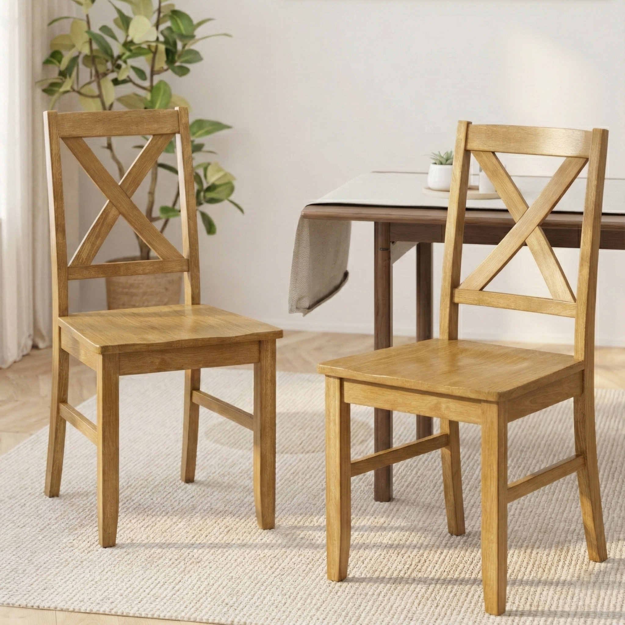 Gracie Oaks Oaklyn Rustic Solid Wood Cross Back Dining Chair & Reviews ...