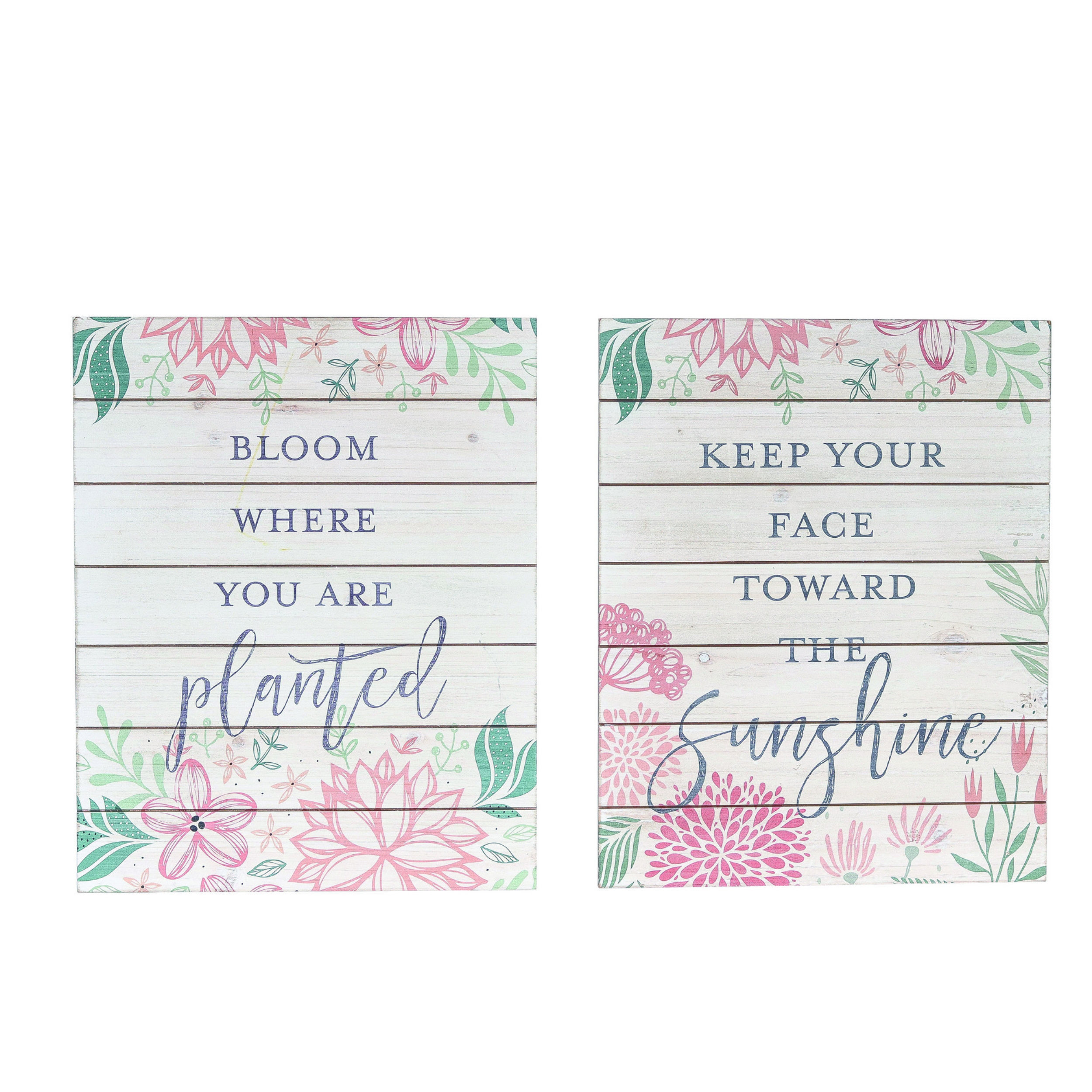 August Grove® MDF Floral Wall Decor Set of 2 Spring Home Decorations ...