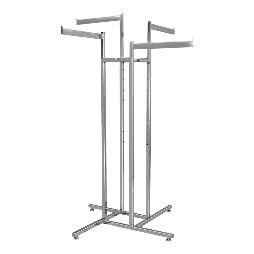 Rebrilliant 51"-72" H X 34" W – 4-Way Clothing Rack With 4 Straight ...