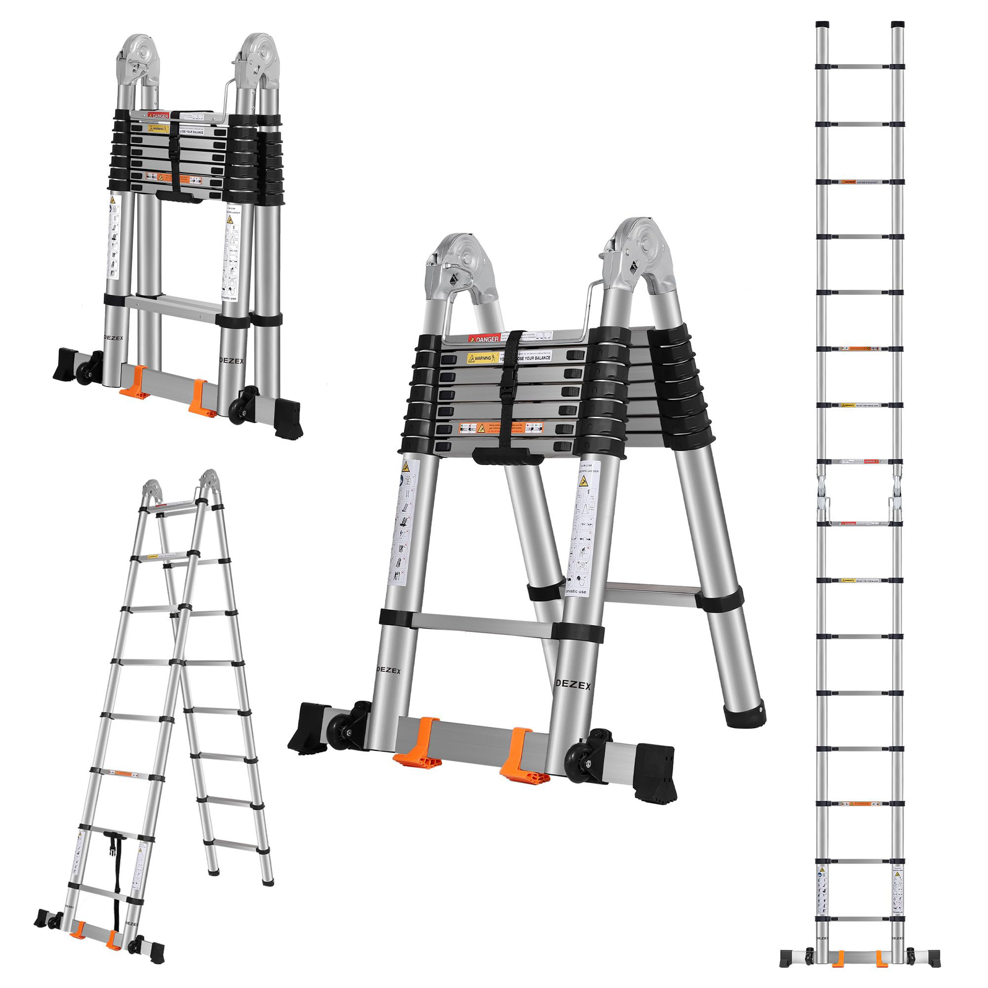WFX Utility™ 16.5 FT Stainless Steel Telescopic Ladder,Portable ...