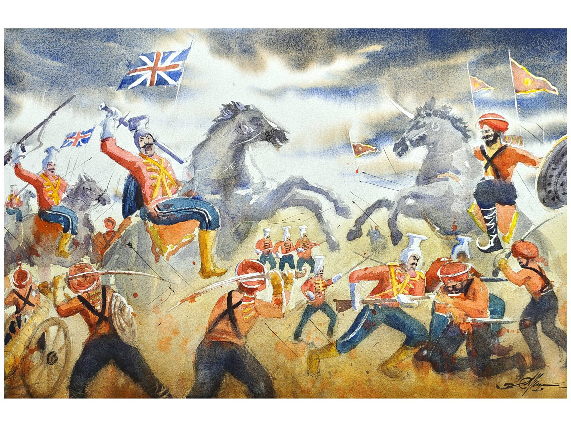 Exotic India Anglo Sikh War | Loose Watercolour Painting | By Achintya ...