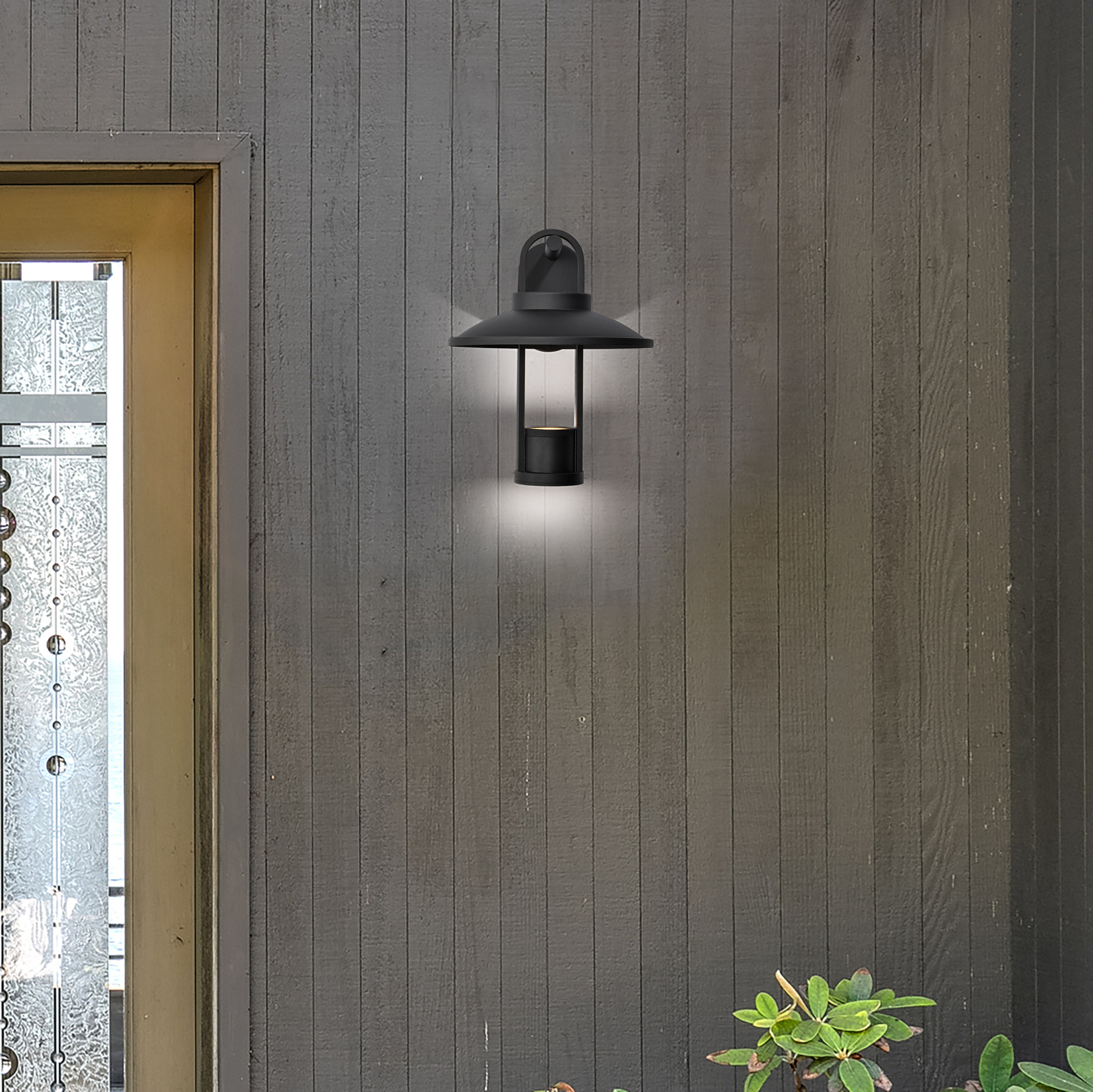 Latitude Run® Ailena Matte Black Integrated LED Outdoor Wall Lantern ...