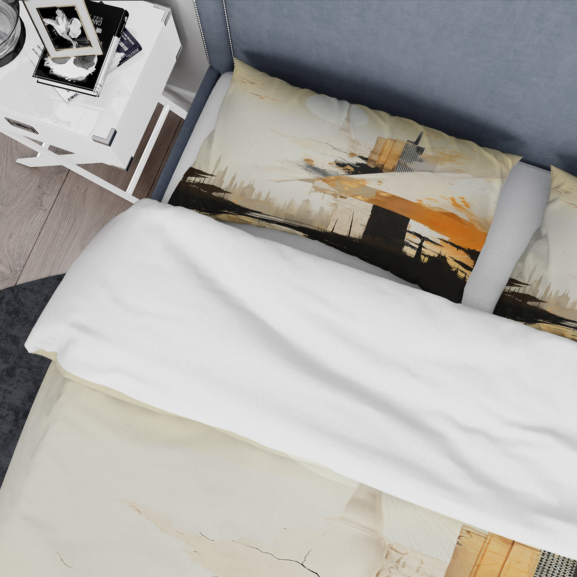 Design Art Grey And Gold Sunset Collage II - Abstract Collages Duvet ...