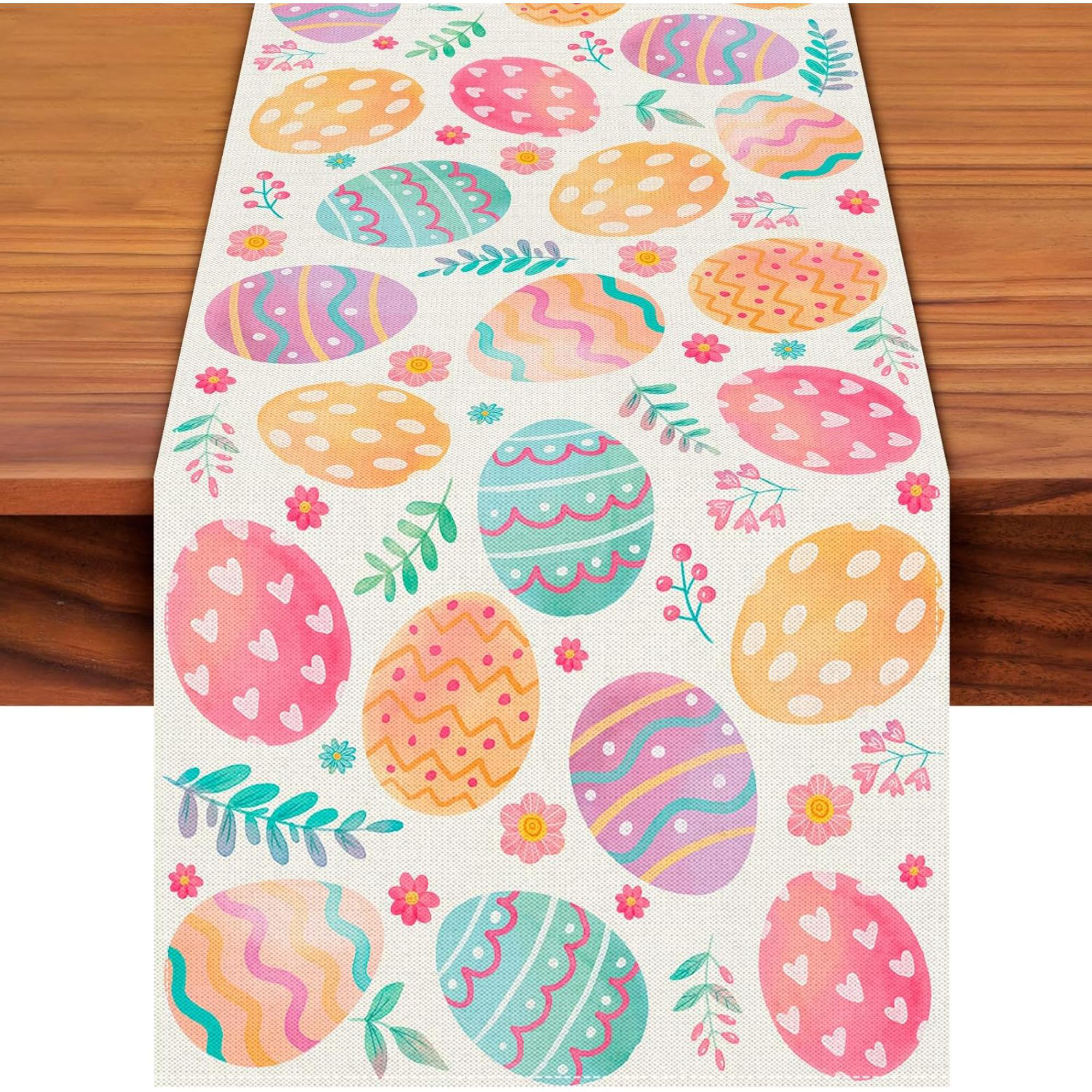 Ophelia & Co. Easter Egg Table Runner Colorful Egg Pattern Table Cover For Spring Holiday ...