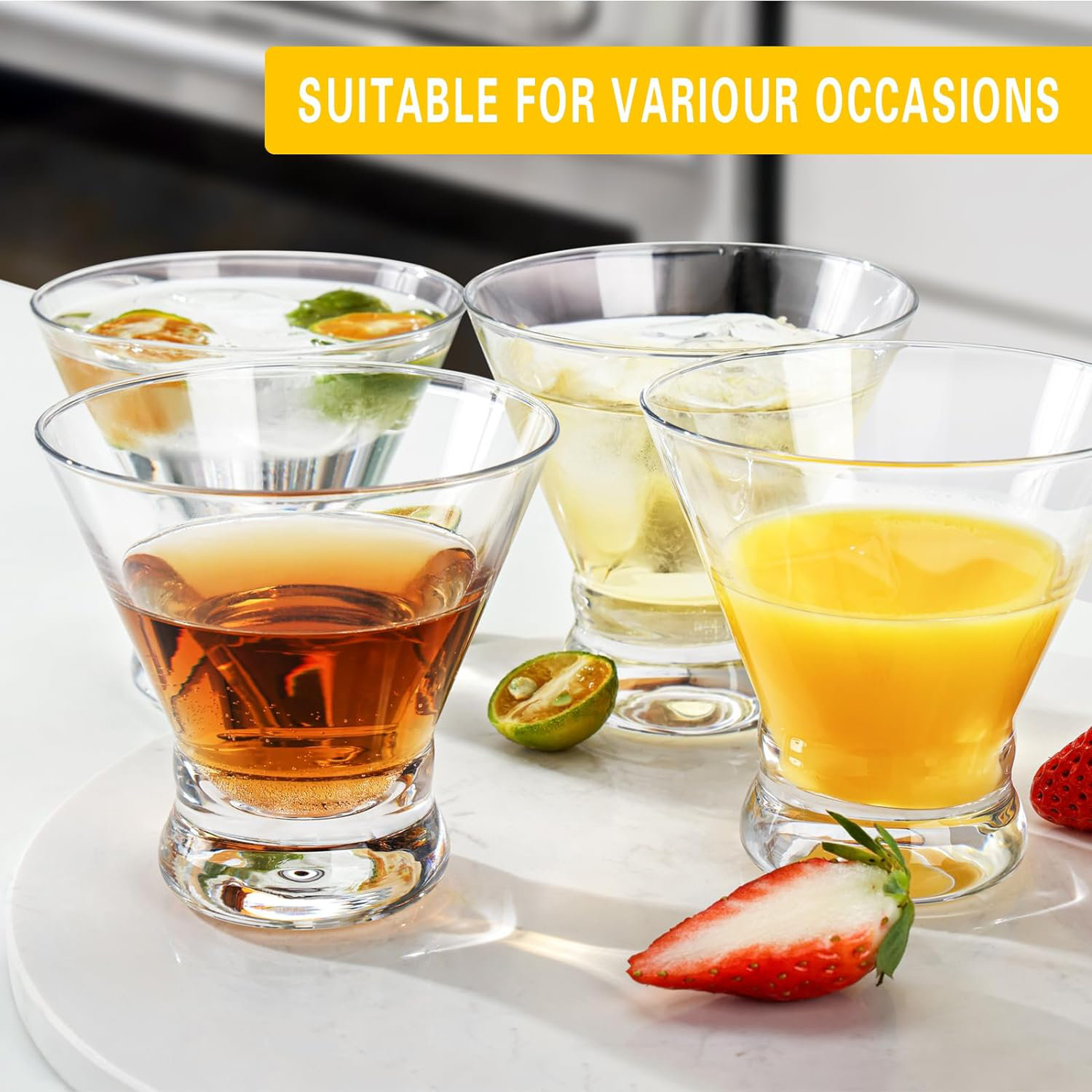 Wrought Studio™ Martini Glasses Set of 4, 8oz Cocktail Glass Set, Fancy ...