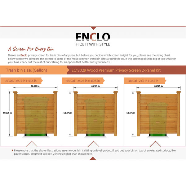 Enclo 4ft H x 4ft W (2 Panels) No Dig Enclo Premium Wood Privacy Screen ...