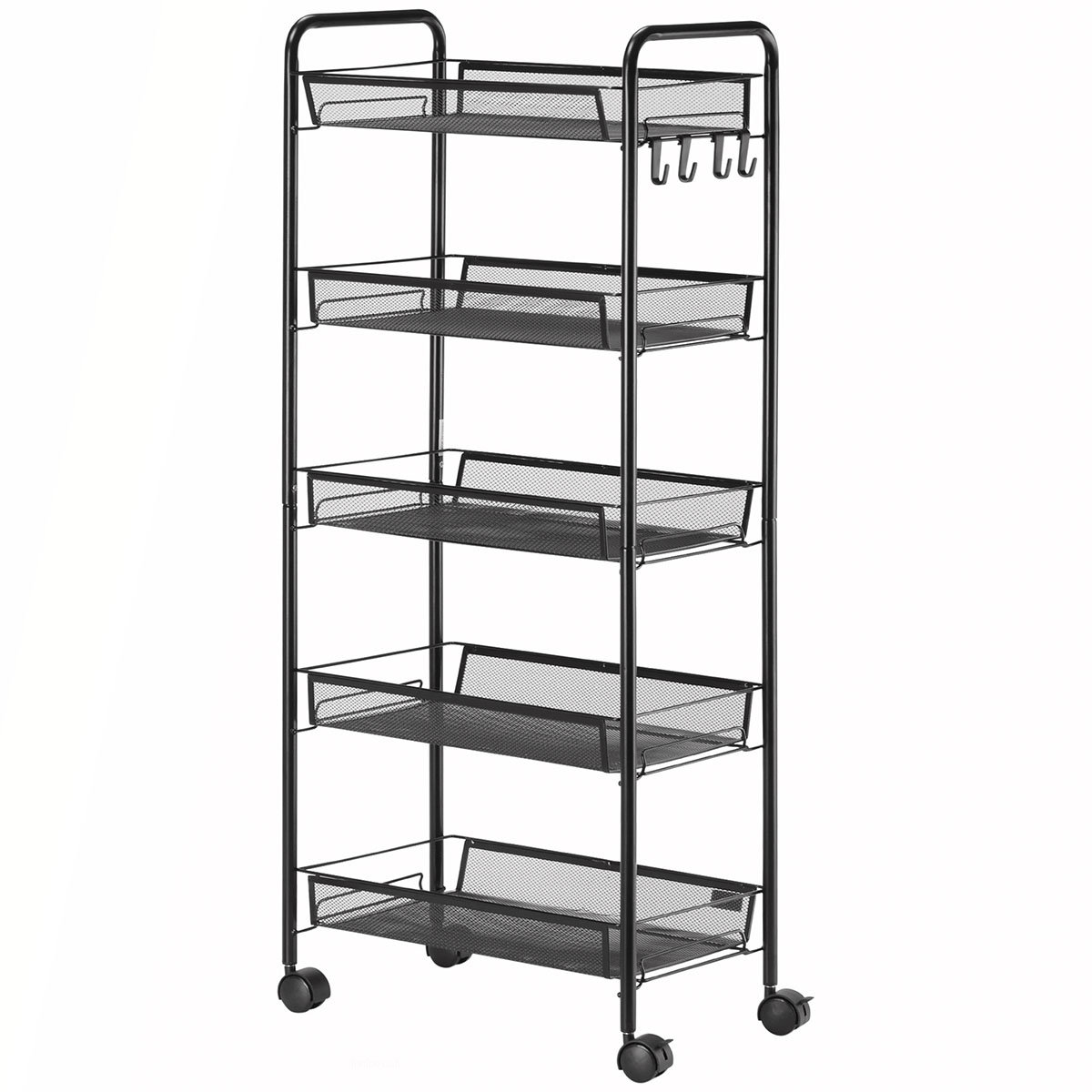 17 Stories 5 Tier Metal Rolling Storage Cart with Removable Mesh ...