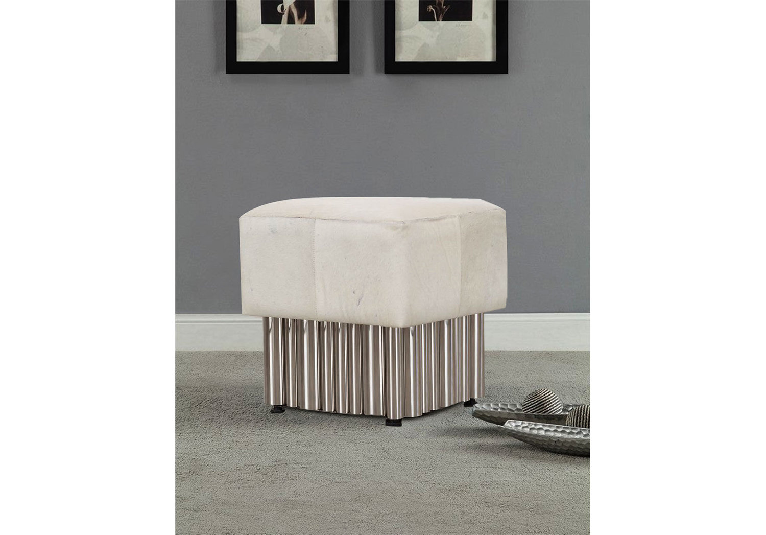 Designe Gallerie Square Upholstered Ottoman, Metal Frame, 18x18x18 ...