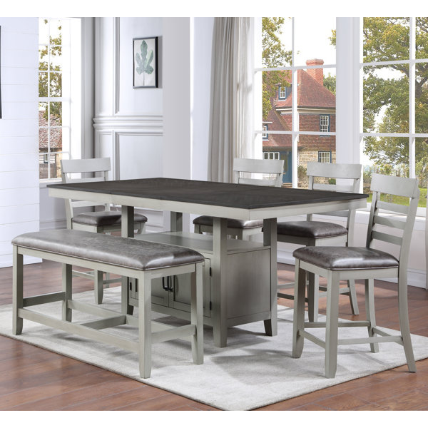 Three Posts™ Knauss Counter Height 36" Extendable Dining Table ...