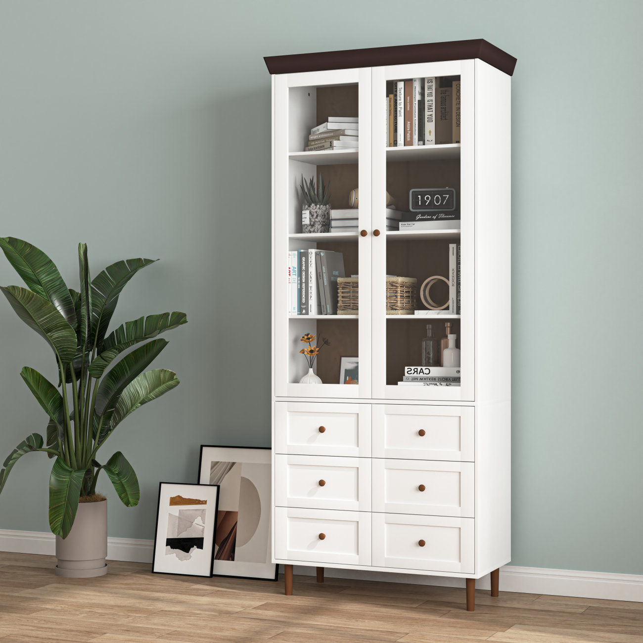 Winston Porter MDF Display Storage Cabinet,Tall Kitchen Pantry Cabinets ...