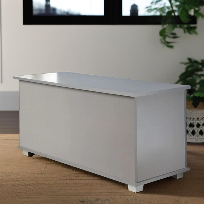 FURNOLD Wooden Storage Box Grey Ottoman Box Storage Chest Trunk ...