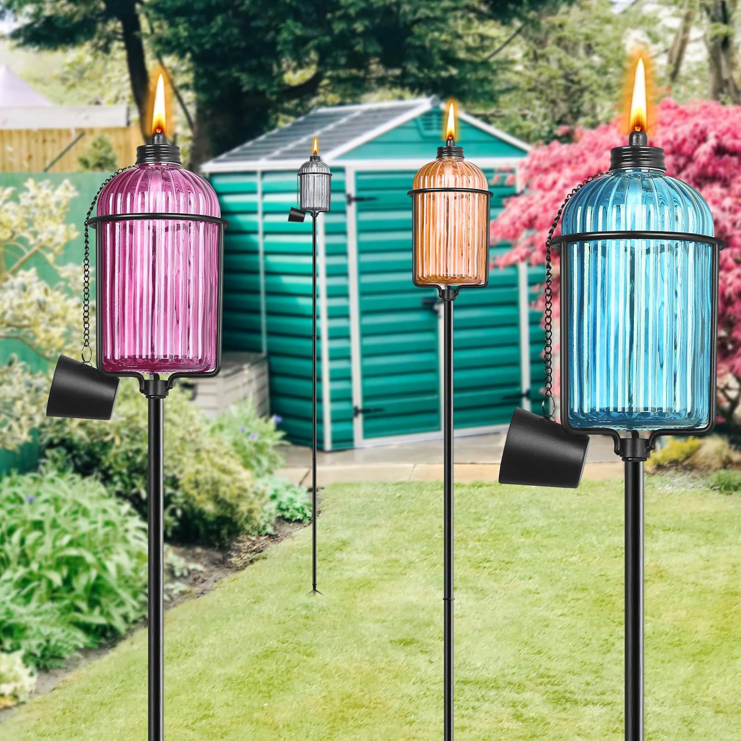 XIANGXIELISHE 4 Pack Glass Garden Torch | Wayfair