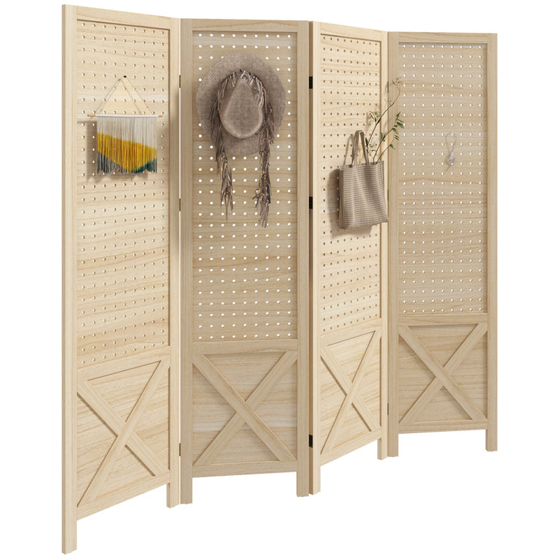 Gracie Oaks 4 Panel Pegboard Display Room Divider | Wayfair