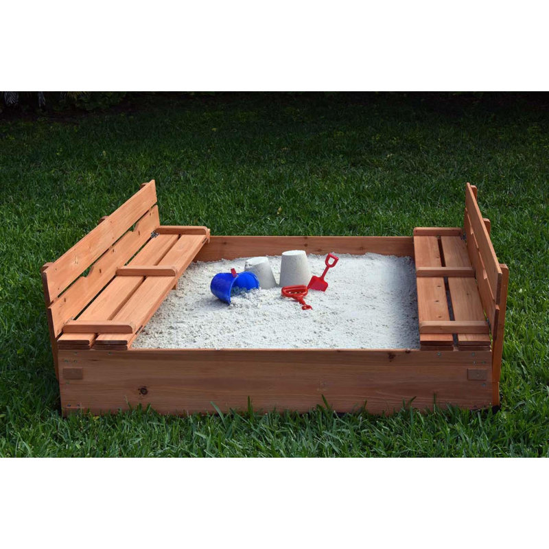 Harriet Bee Eirween Kids Sandbox Outdoor with Lid Cedar Wooden Sand Pit ...