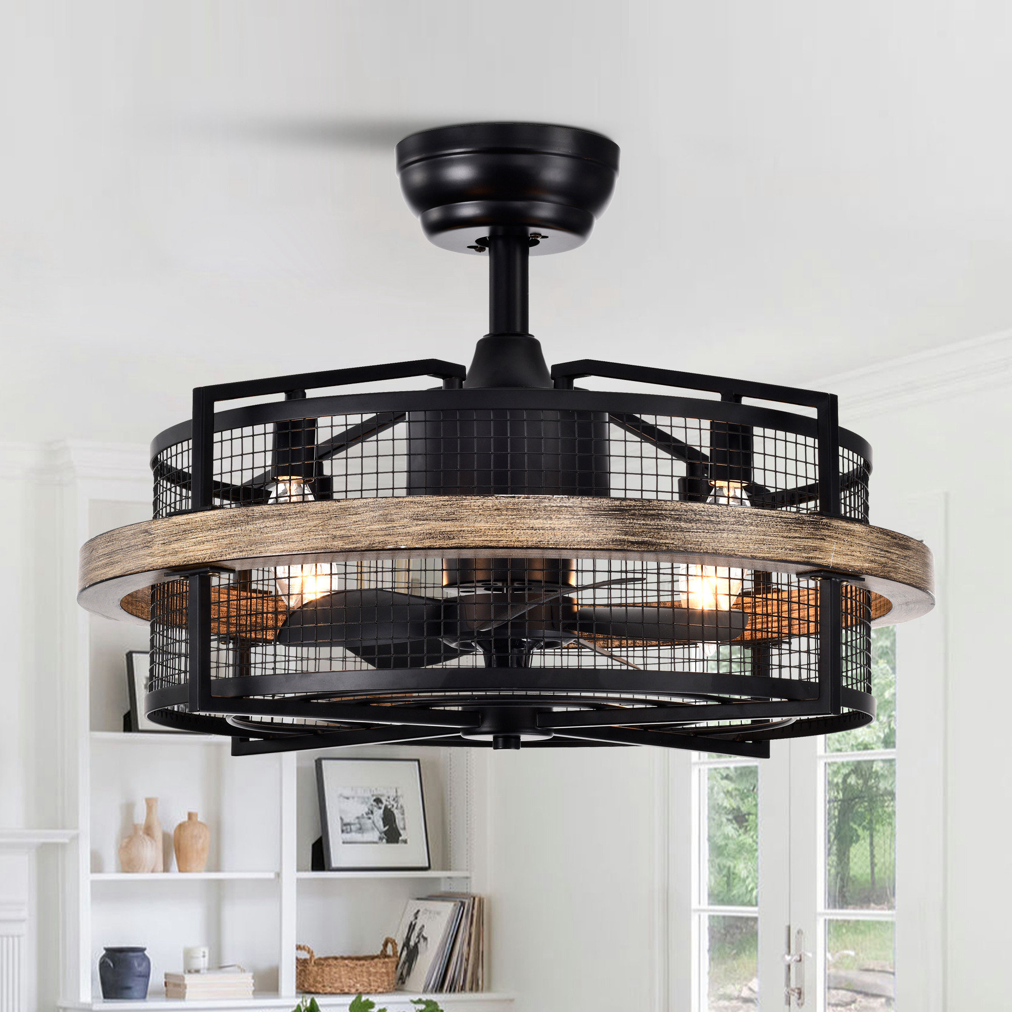 Trent Austin Design® Rishel 20'' 5 - Blade Caged Ceiling Fan with ...