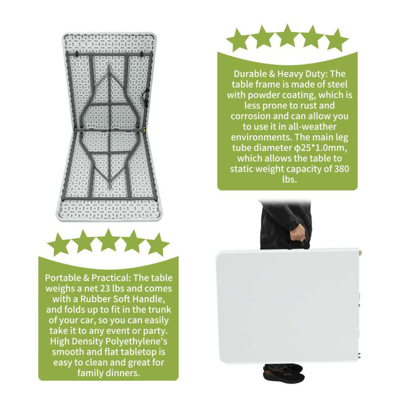 Brosisincorp Garden Party 6 ft Fold-In-Half Banquet 72'' Rectangular ...